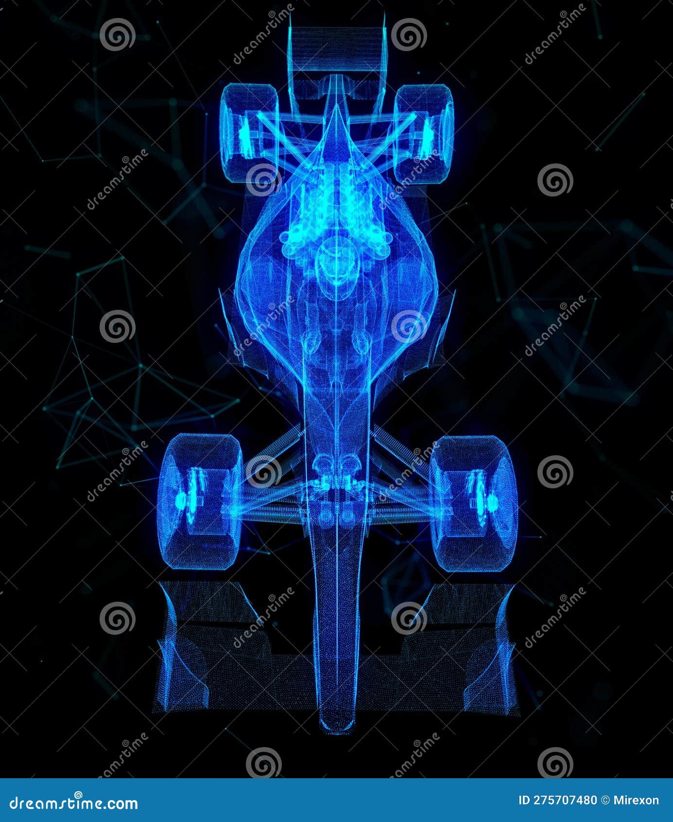 Car. Glow Points, Line and Mesh Formation of 3d Model Formula Stock ...