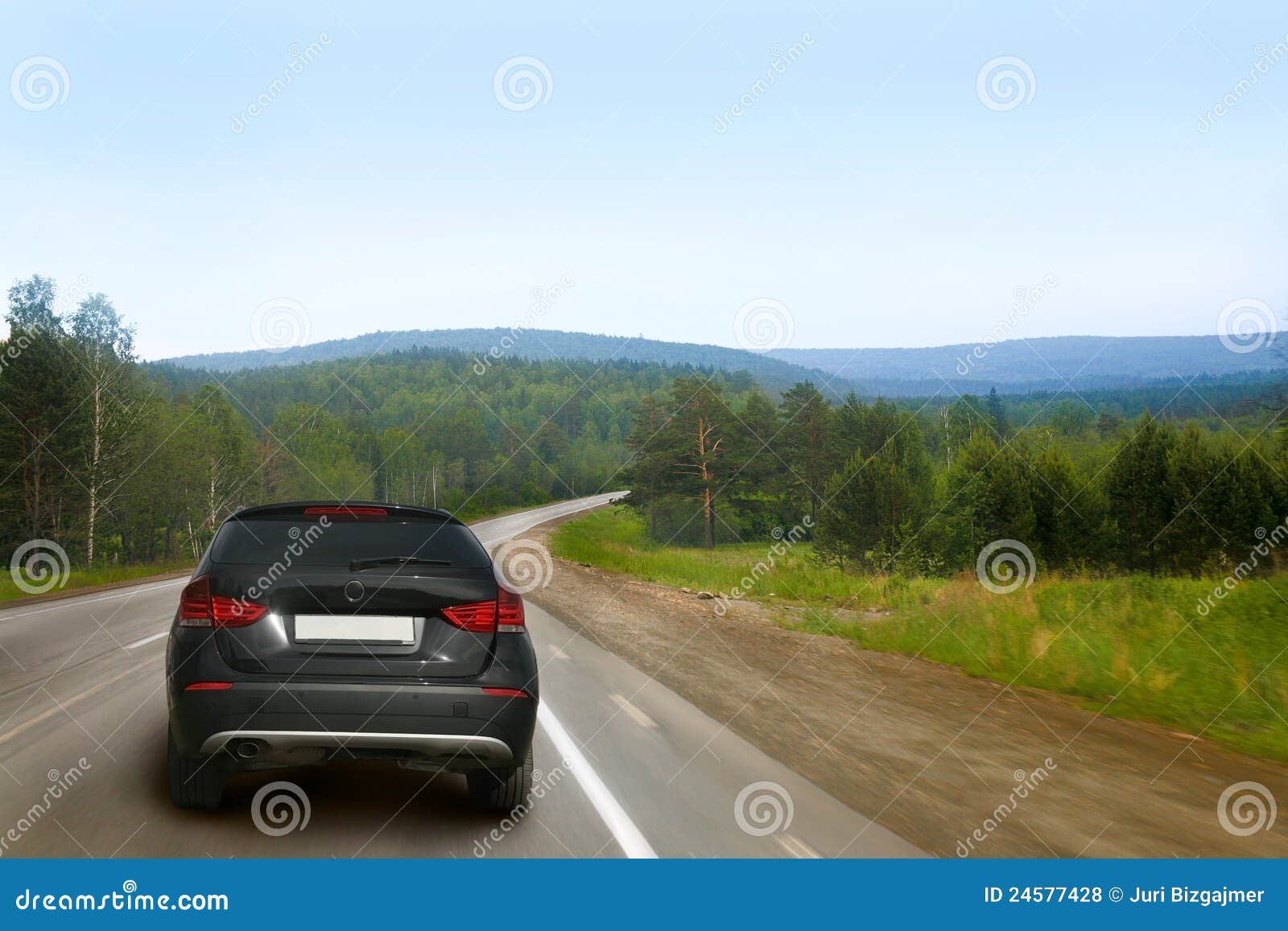 Car goes on country road stock photo. Image of highway - 24577428
