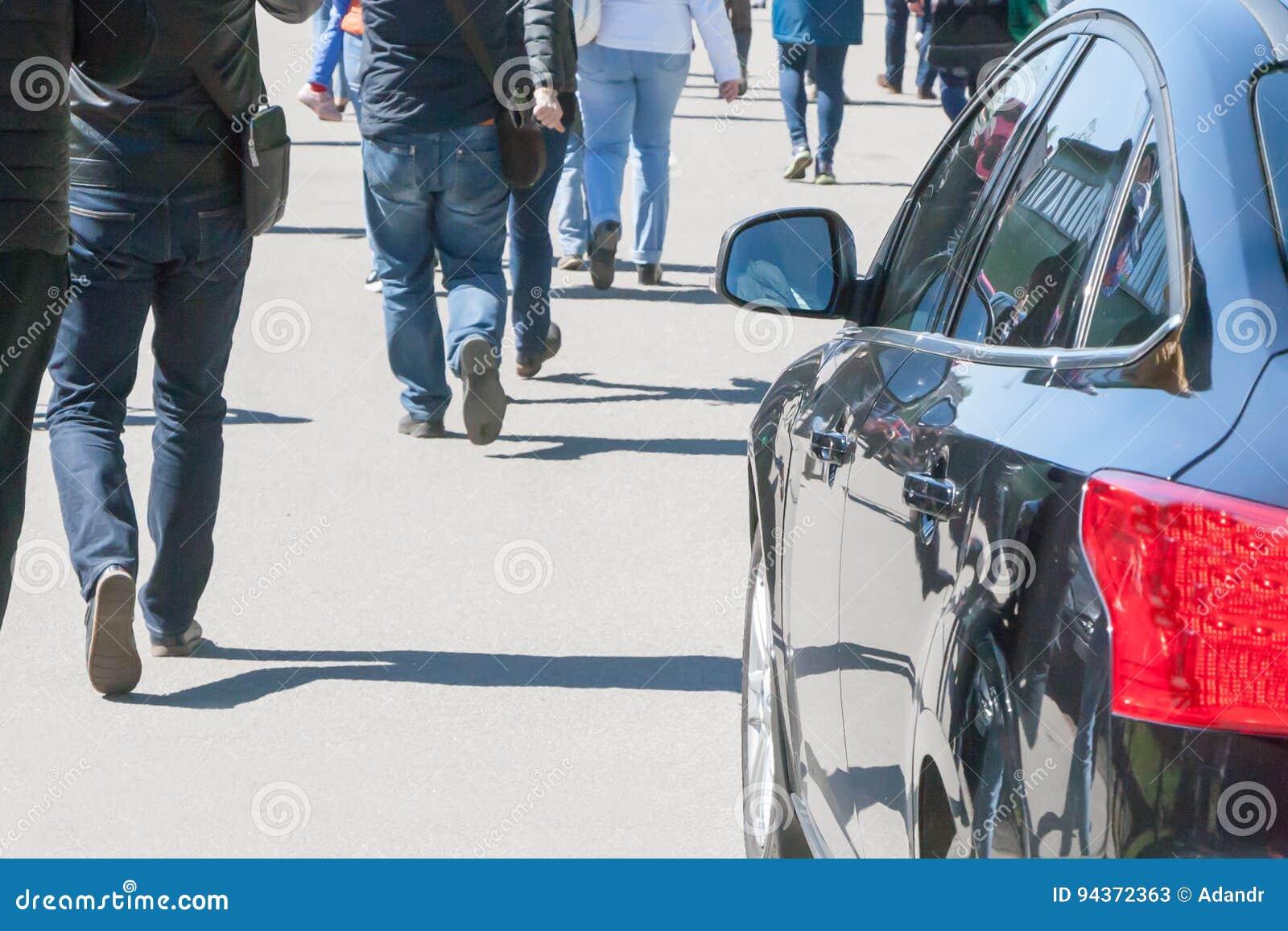 The Car Goes among Pedestrians Stock Image - Image of danger, safety ...