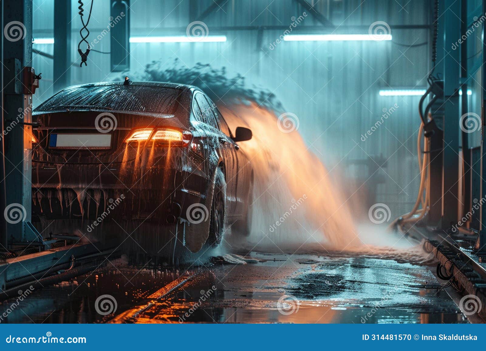 Car Going through an Automated Car Wash Machine Stock Illustration ...