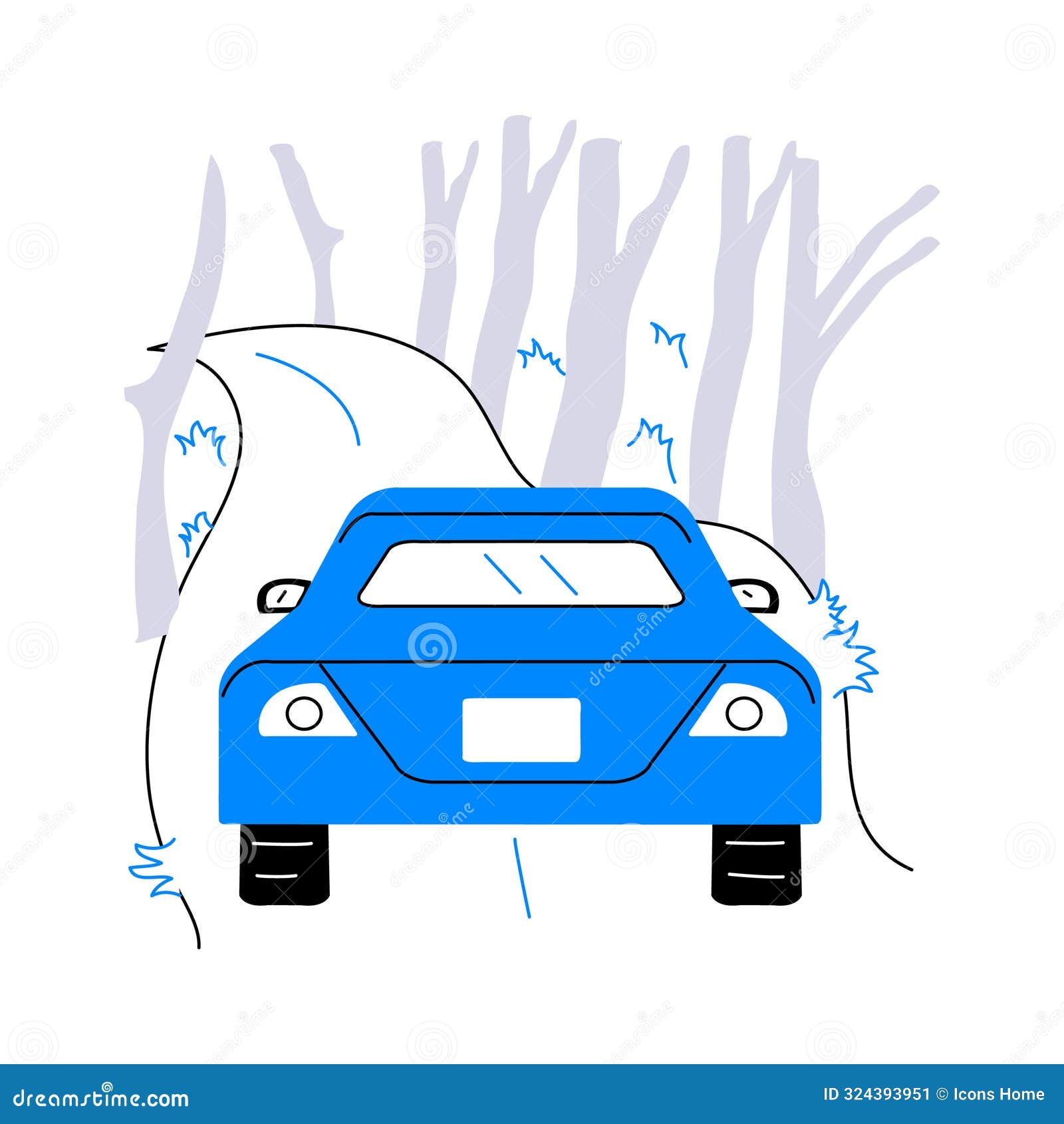 A Car Going through Forest Showing Forest Traveling Vector Illustration ...