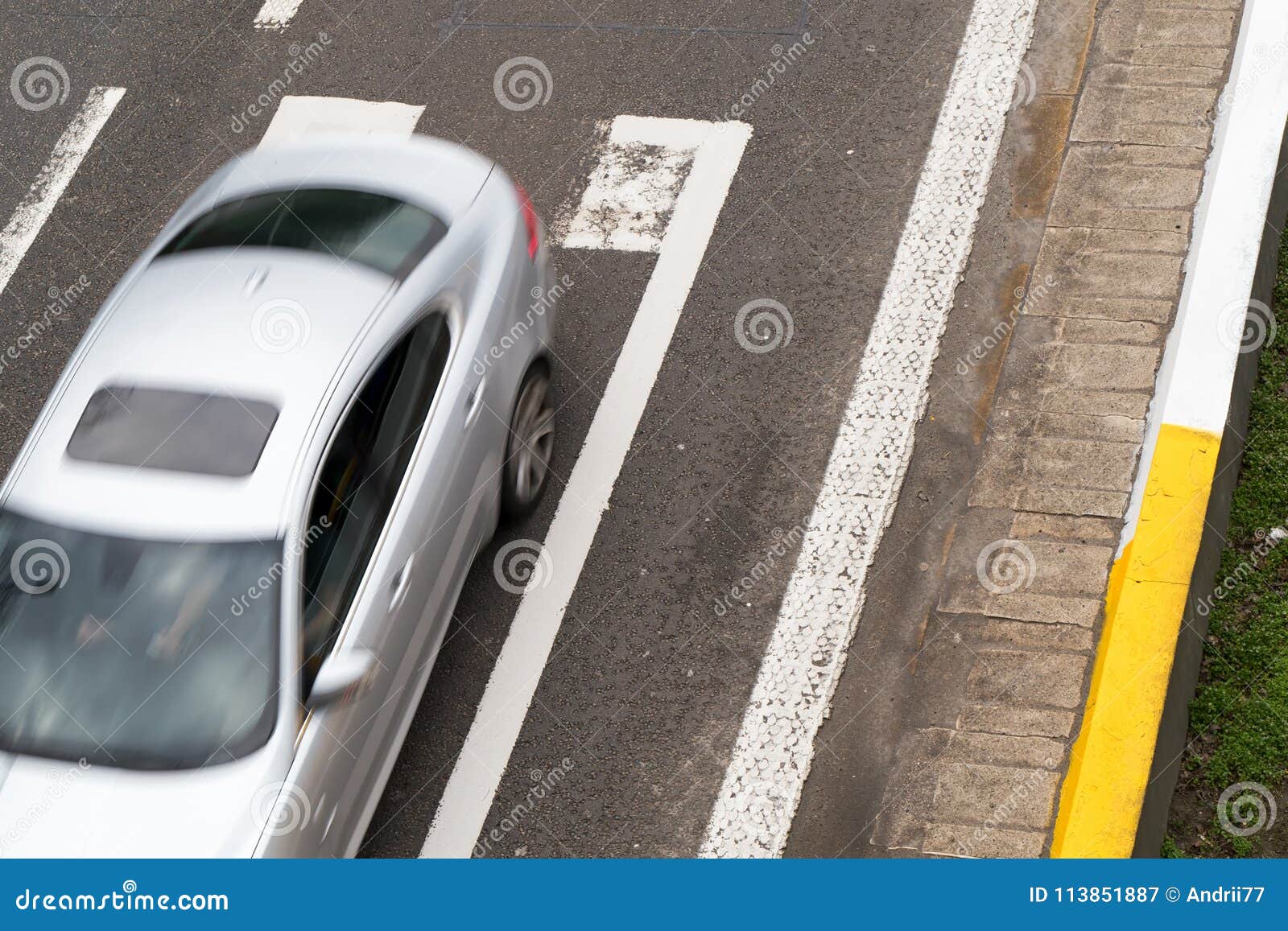 Car Going by Highway. View from Above Stock Image - Image of asphalt ...