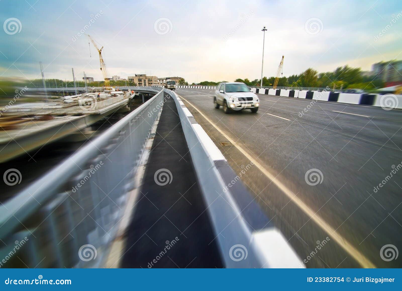 Car Going on the New Bridge in a City Stock Photo - Image of bearing ...
