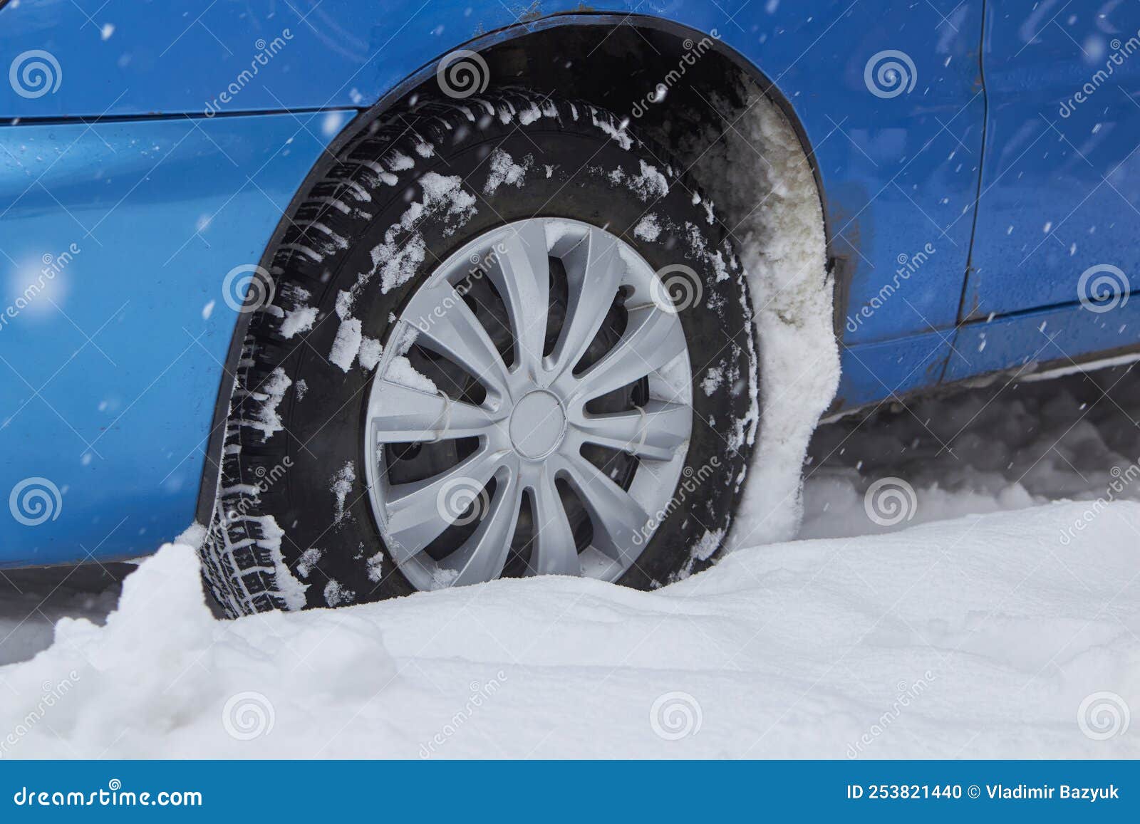 Wheel In Deep Rut Goes Through Mud And Leaves Trail. Stock Photo ...