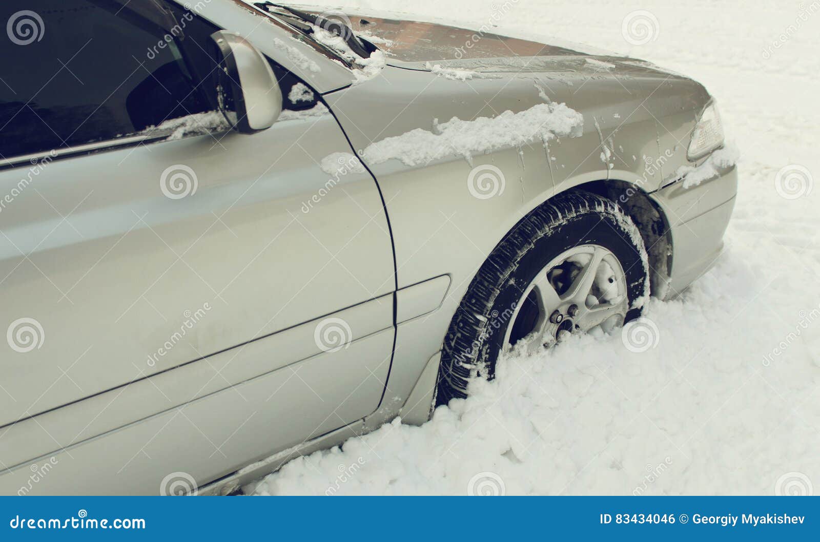 The Car Got Stuck in the Snow Stock Photo - Image of problem, snowfall ...