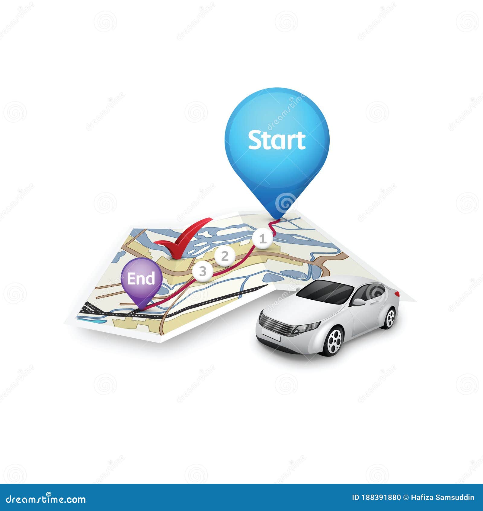 Car with Gps Map. Vector Illustration Decorative Design Stock Vector ...