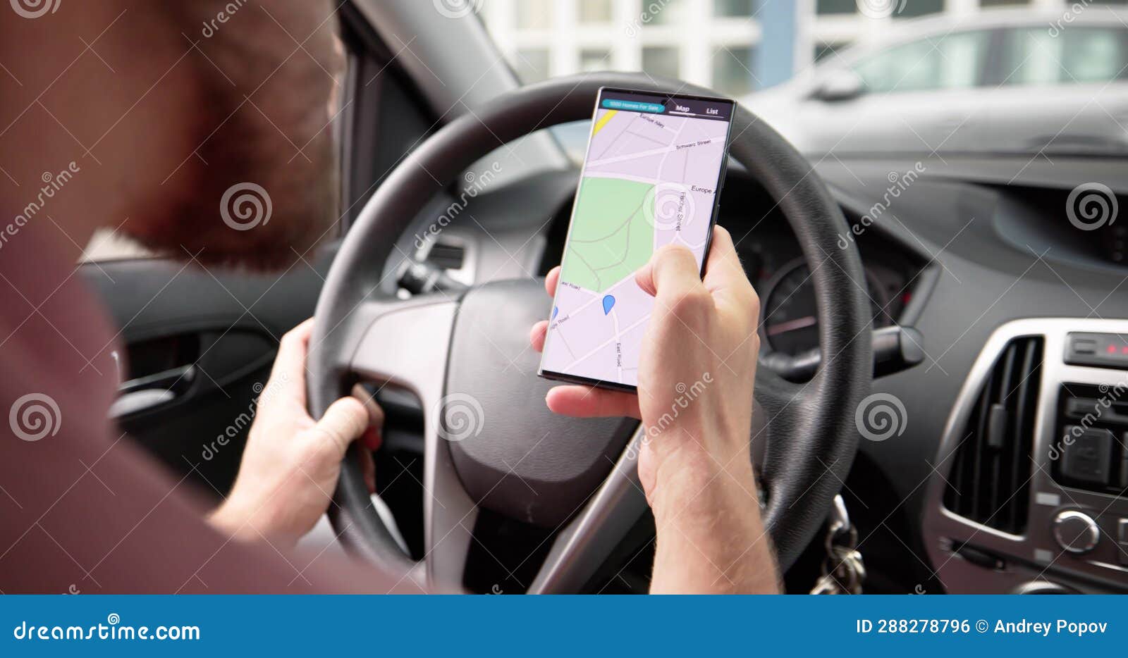 Car with GPS Navigation Maps Stock Photo - Image of cellphone, touching ...