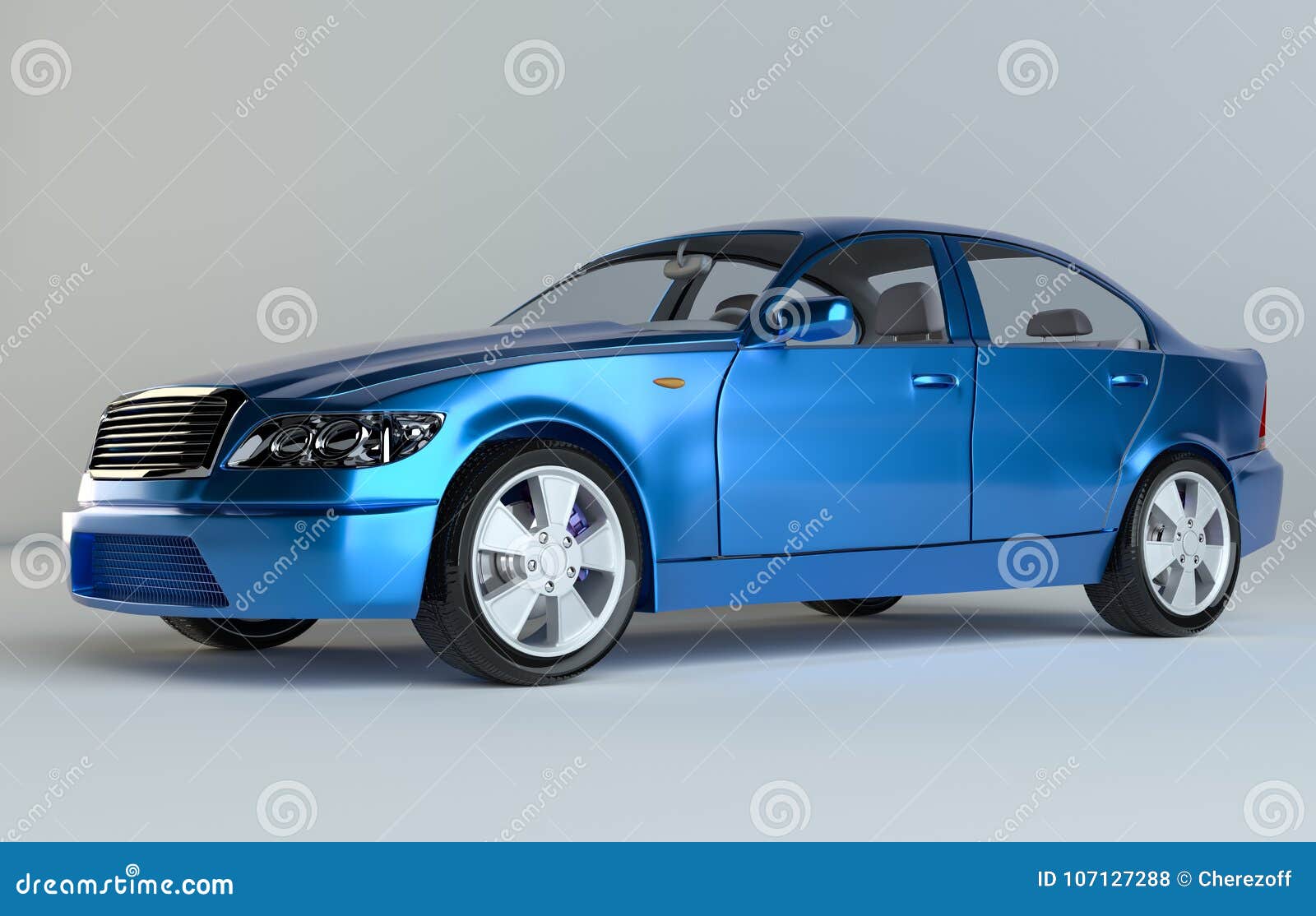 Car on Gray Studio Background - Blue Paint Stock Illustration ...