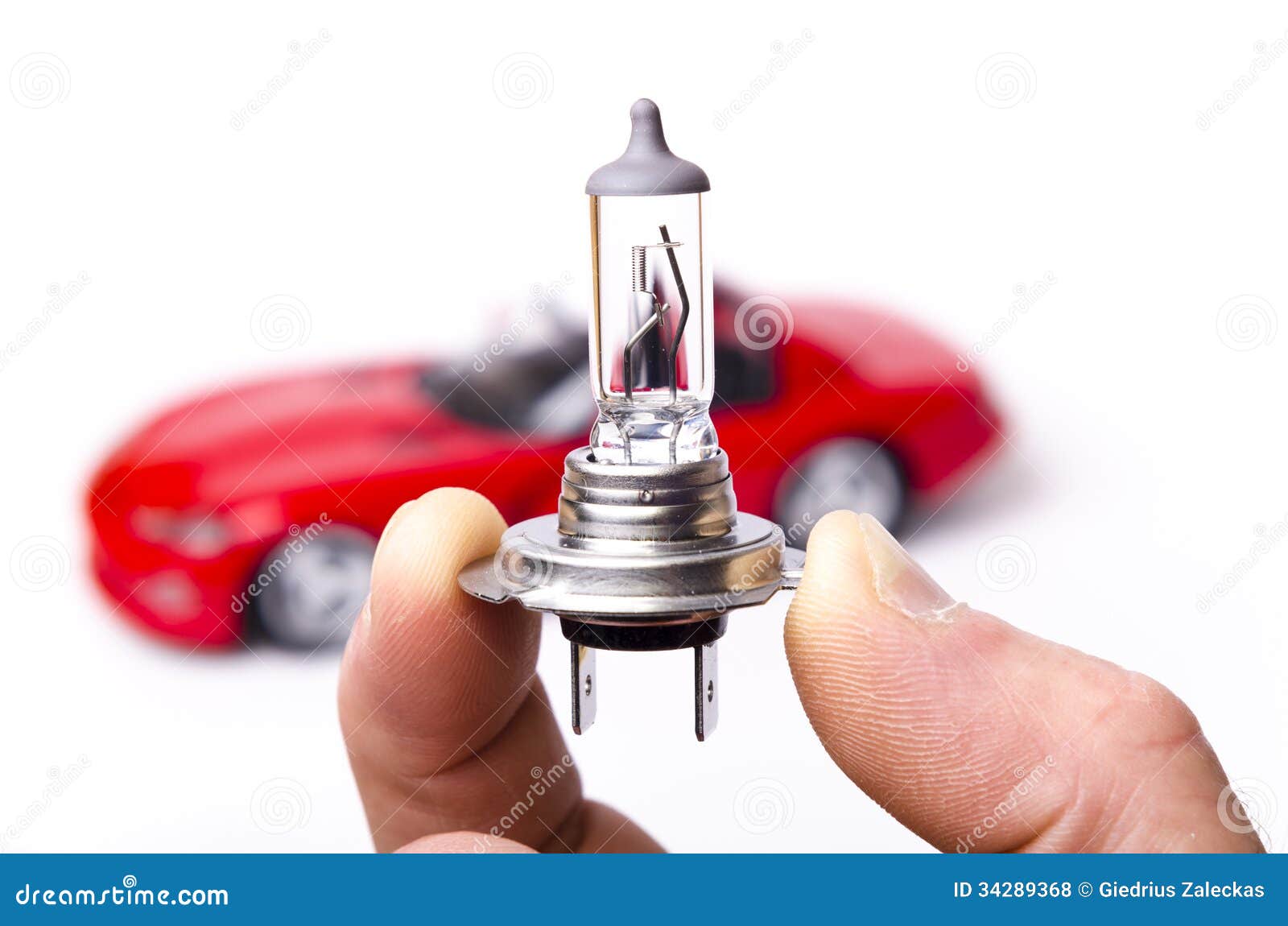 Car Halogen Light Bulb and Red Car Stock Photo - Image of automobile ...
