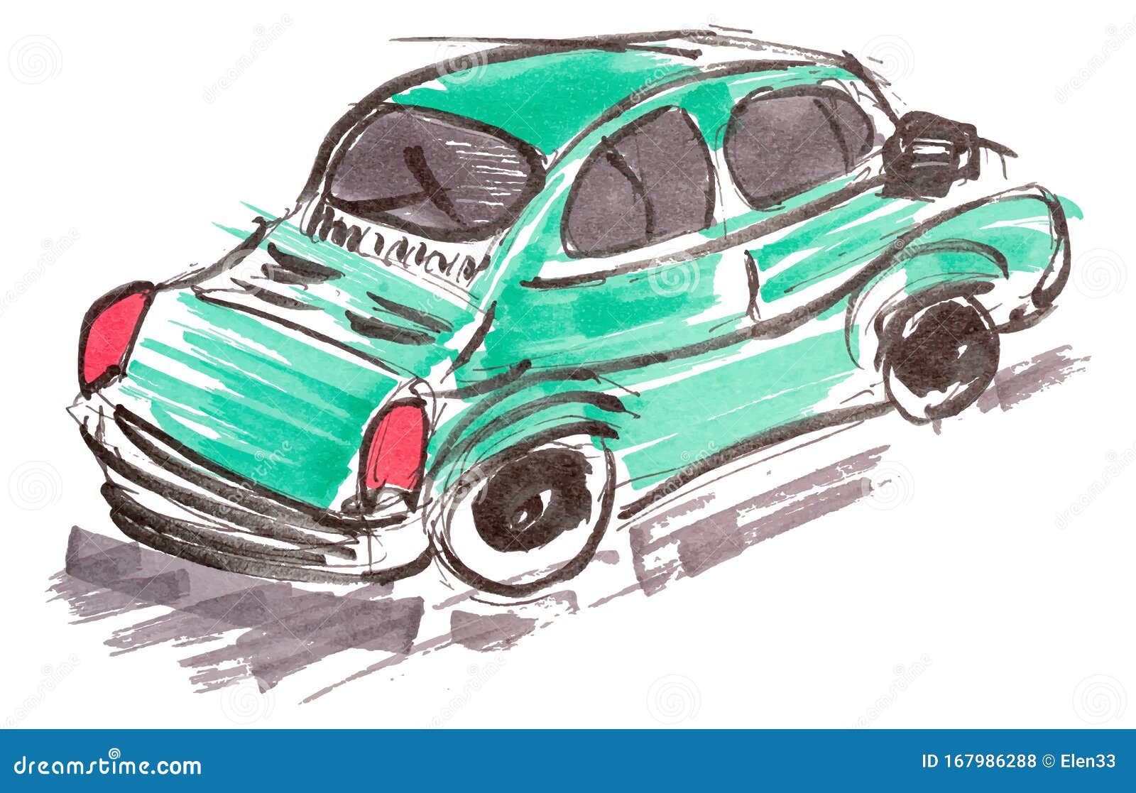 Car Hand Drawn Marker Sketch. Stock Vector - Illustration of doodle ...