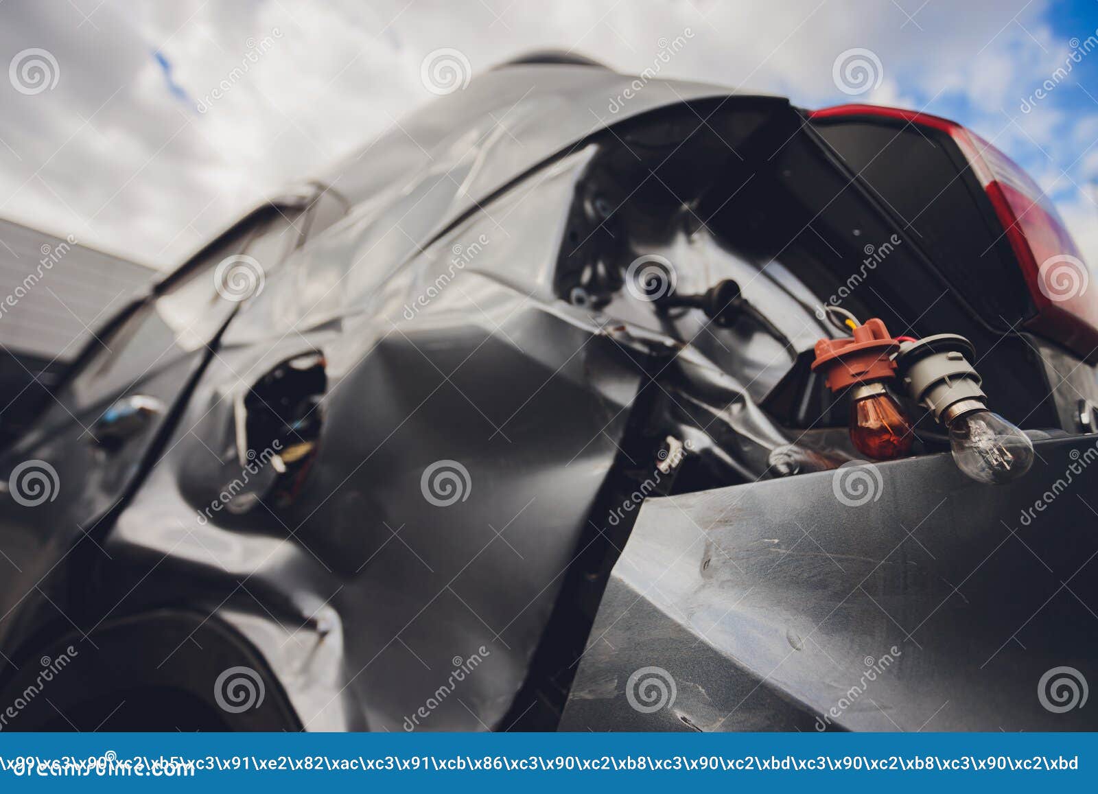 Car Has Dented Rear Bumper Damaged after Accident. Stock Image - Image ...
