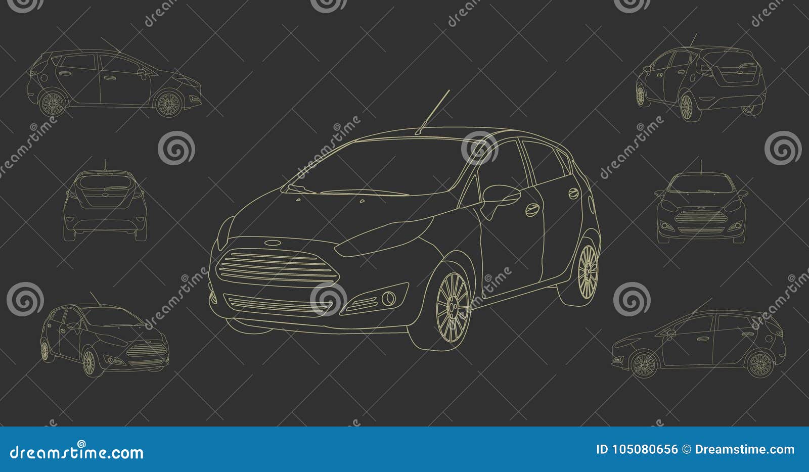 Car Hatchback Vector Lineal Stock Vector - Illustration of line ...