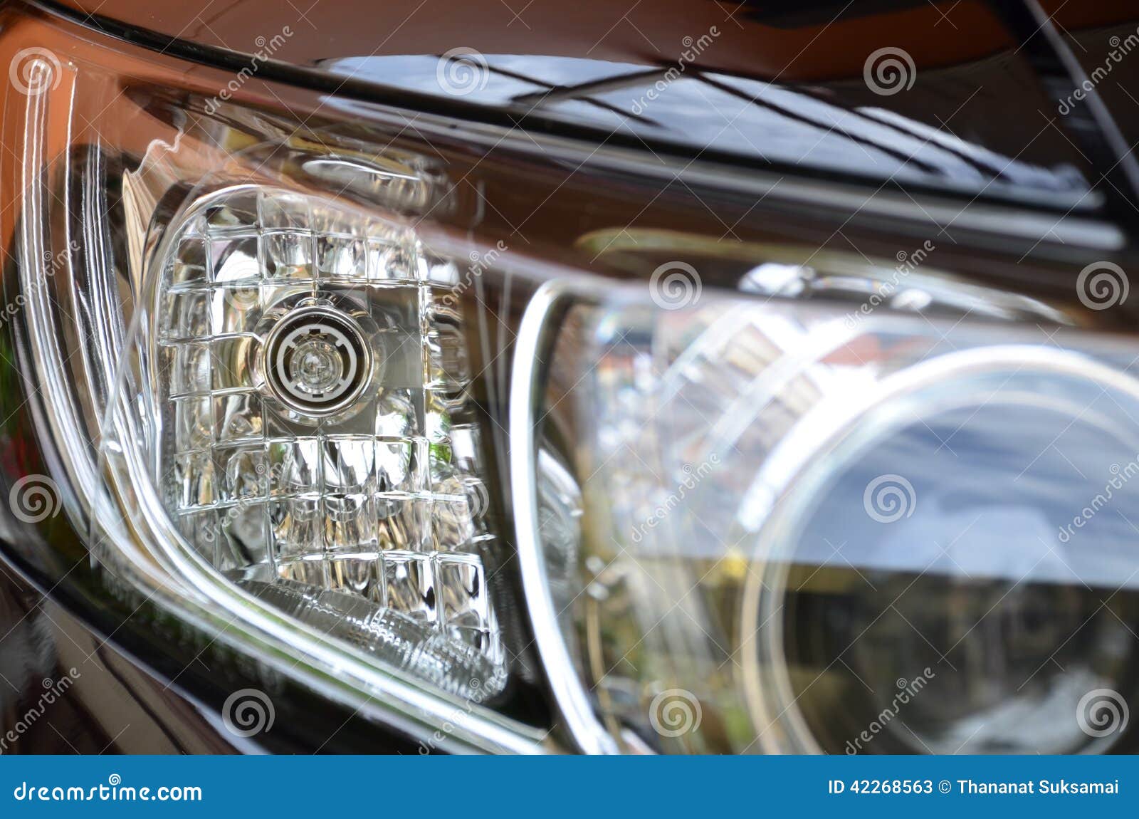 Car headlamp reflections stock image. Image of reflections - 42268563