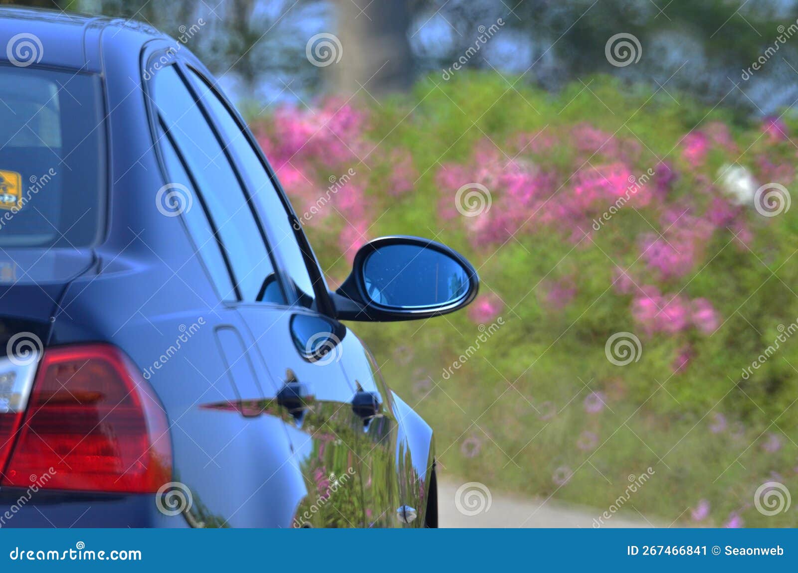 A Car Headlight, Back View Part of Car Parked Stock Image - Image of ...