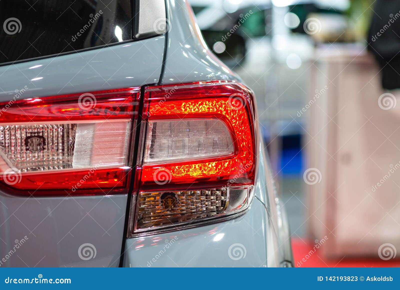 Car Headlight with Backlight. Exterior Detail.Silver Color Car - Image ...