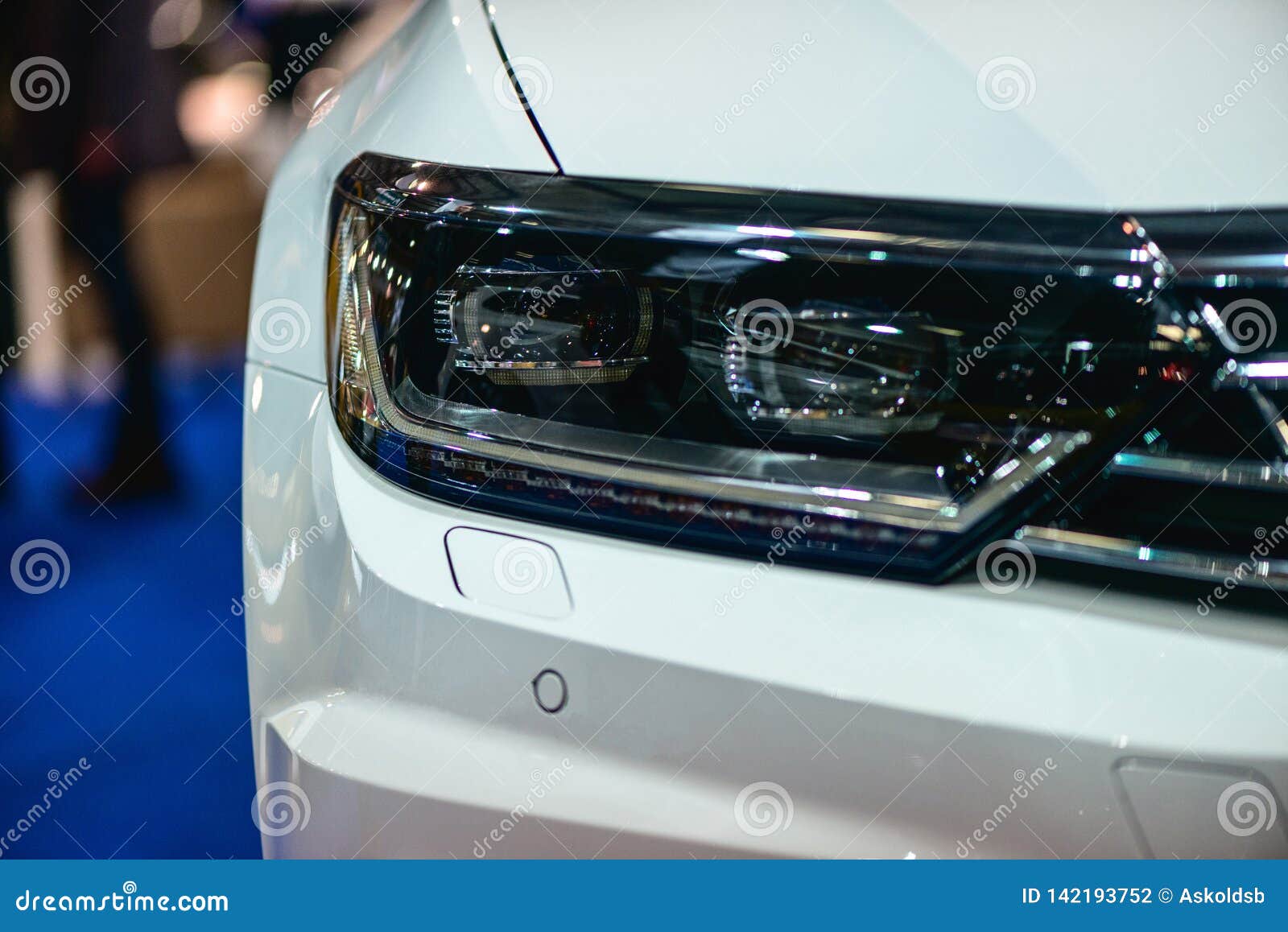 Car Headlight with Backlight. Exterior Detail.White Color Car - Image ...