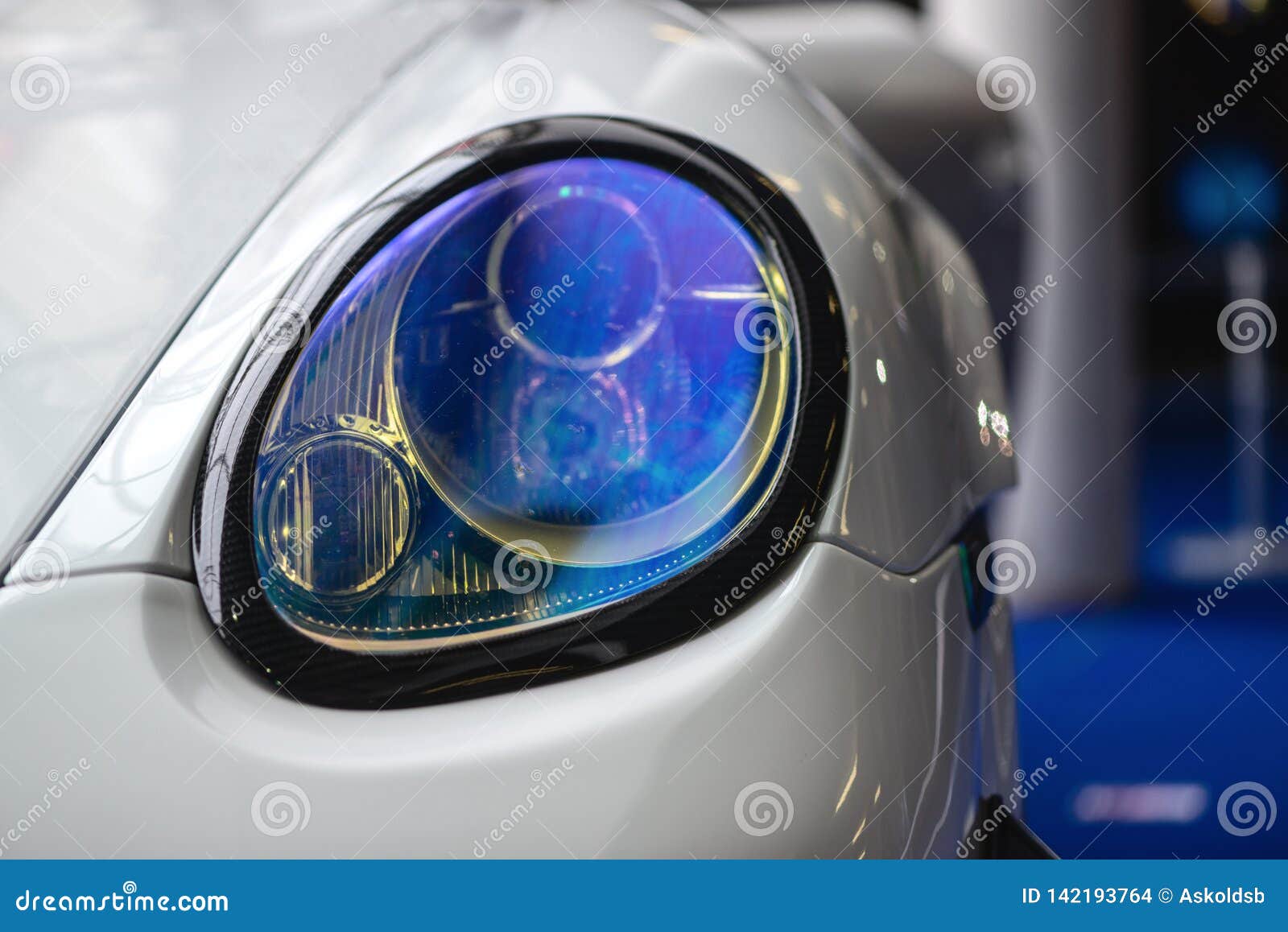 Car Headlight with Backlight. Exterior Detail.White Color Car - Image ...