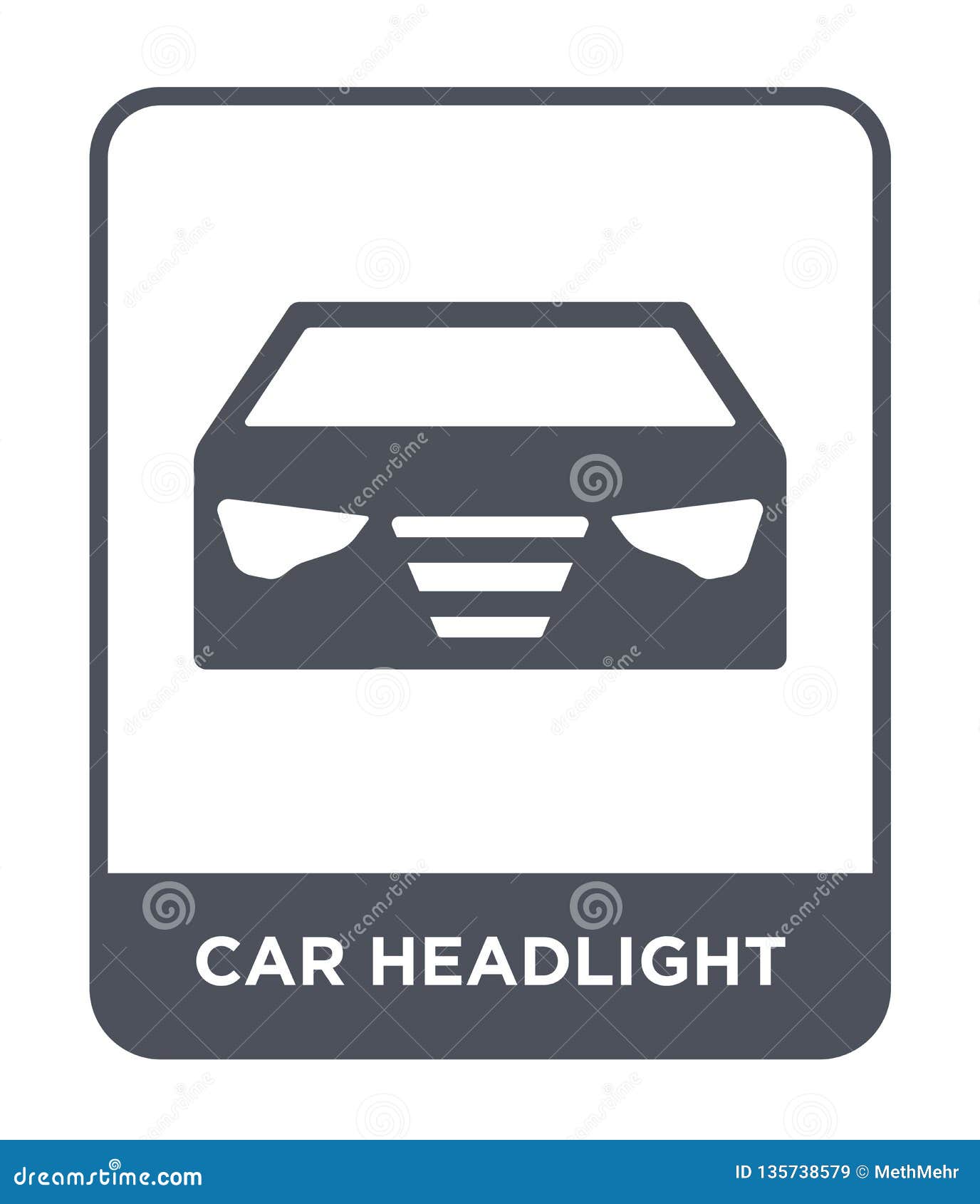 Car Headlight Icon in Trendy Design Style. Car Headlight Icon Isolated ...
