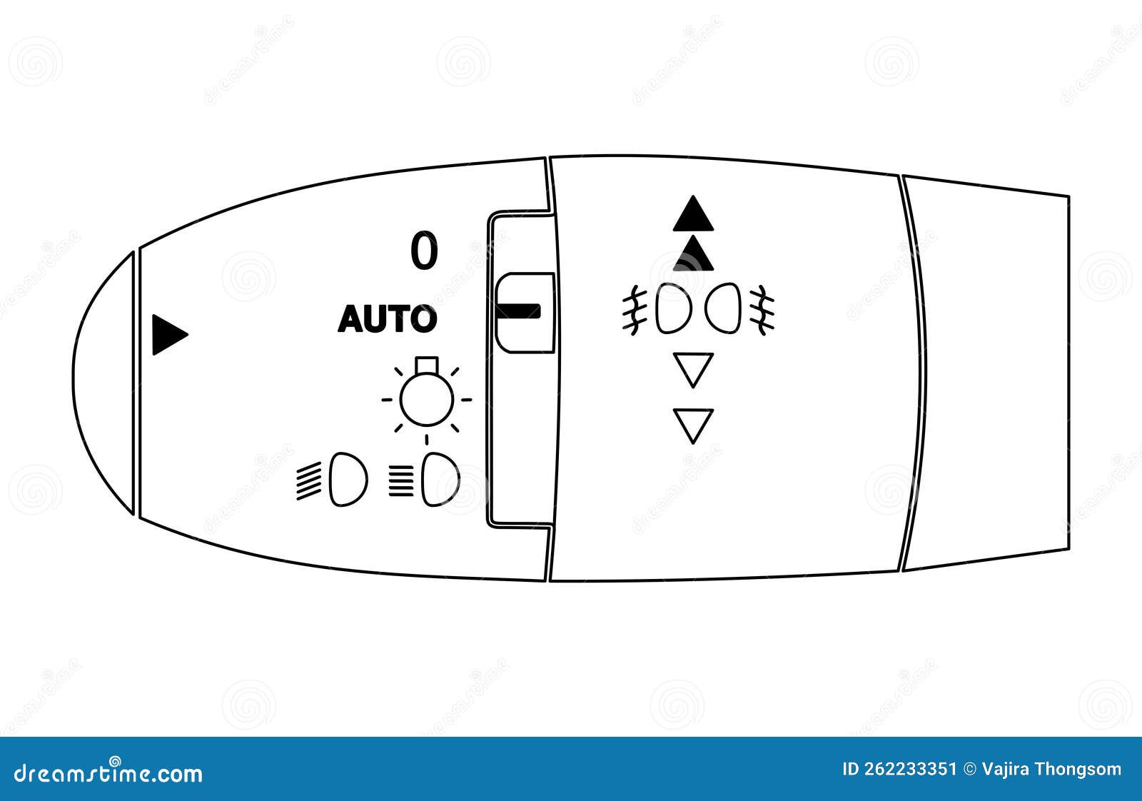 Car Headlight Switch, Stalk, Line Vector Illustration Stock Vector ...