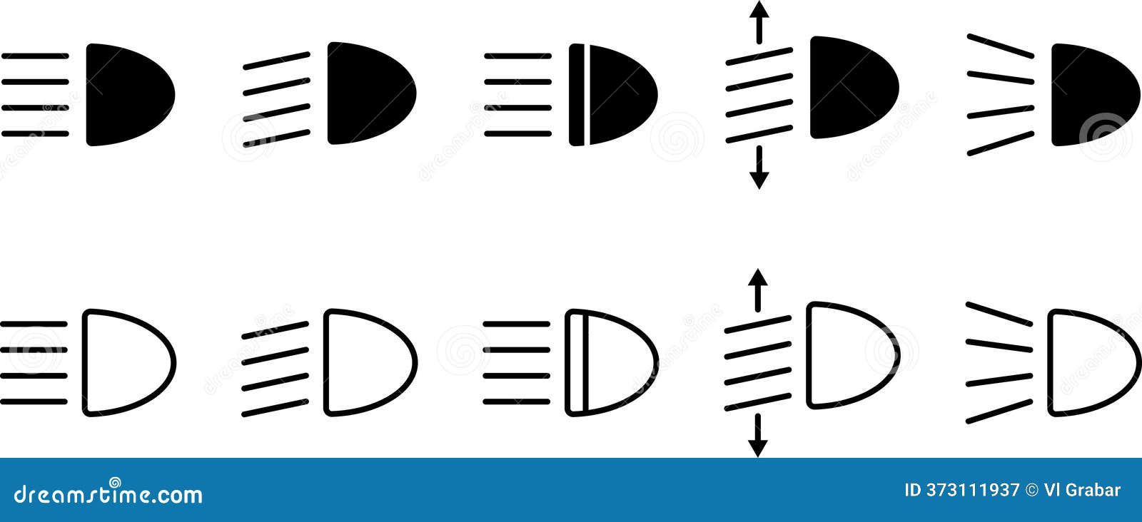 Car Headlight Symbols Vector Set. | CartoonDealer.com #373111954