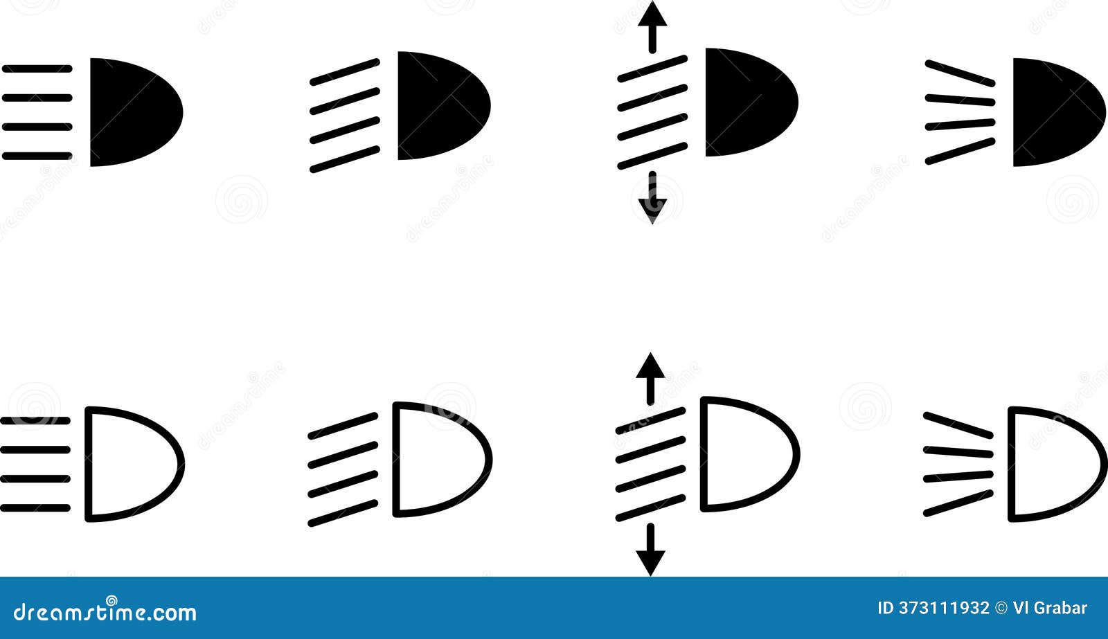 Car Headlight Symbols Vector Set. | CartoonDealer.com #373111954