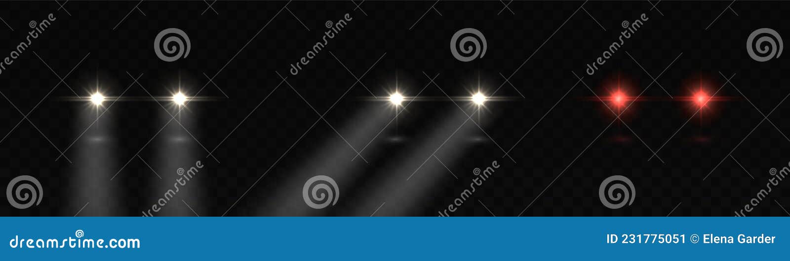 Car Headlights. Auto Glowing Rays. Vector Realistic Effect. Stock ...