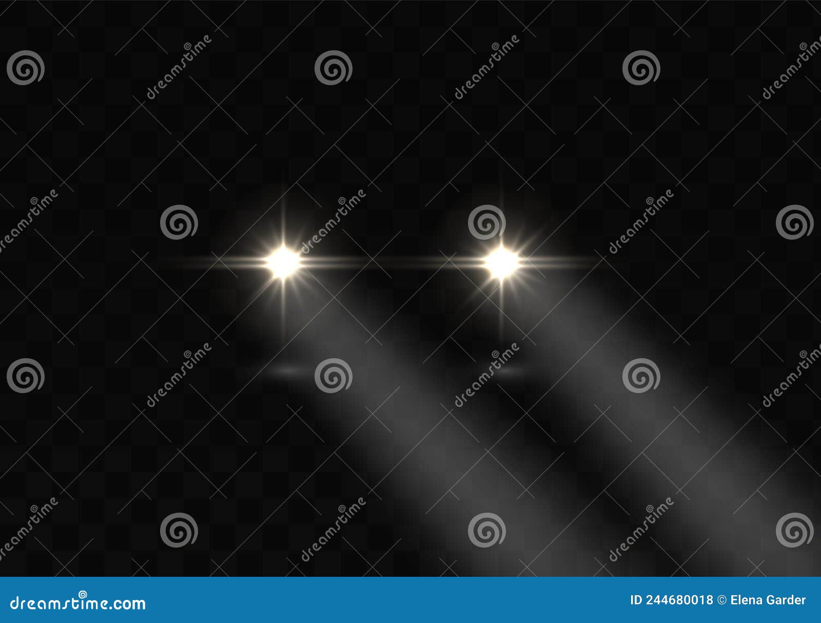 Car Headlights. Auto Glowing Rays. Vector Realistic Effect. Stock ...