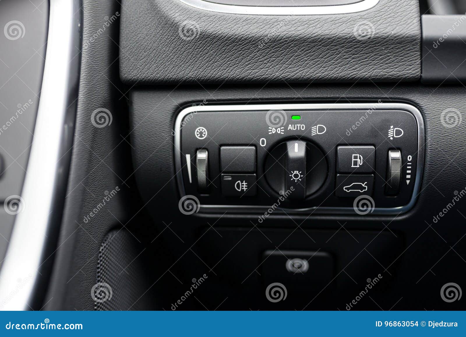Car Headlights Control Panel Stock Photo - Image of light, lights: 96863054