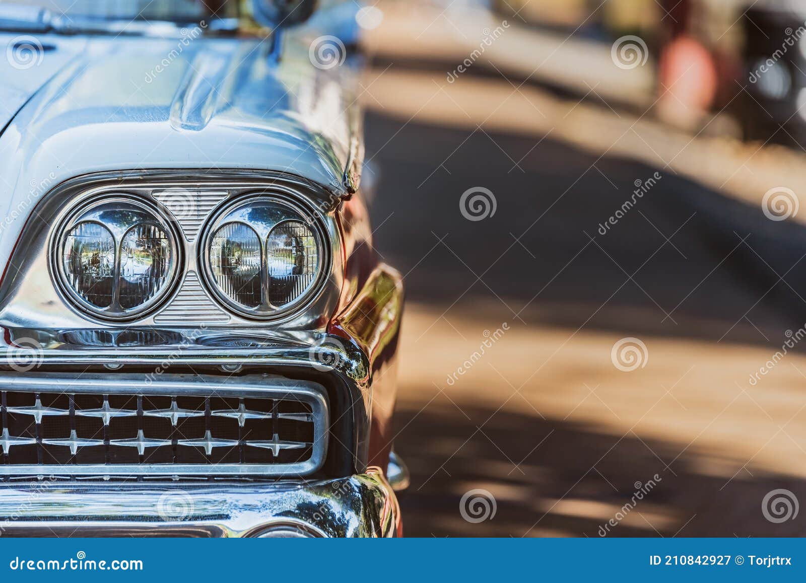 Car Headlights.Exterior of Retro Vintage Style Car Stock Image - Image ...