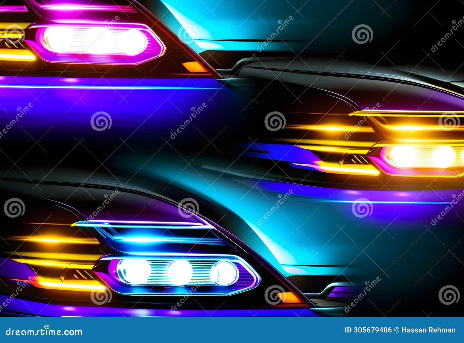 Car Headlights with Light Rays and Copy Space, Banner Stock ...