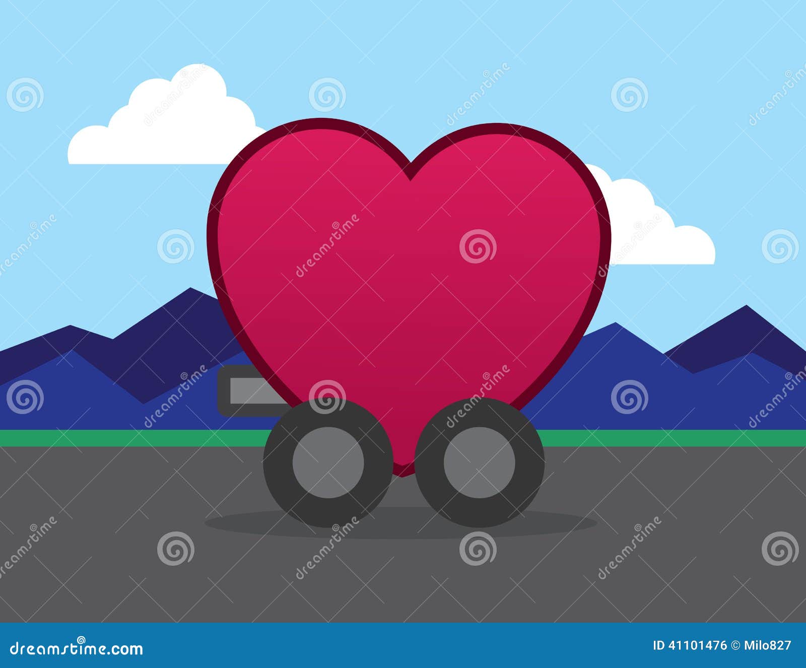 Car Heart stock vector. Illustration of clouds, love - 41101476