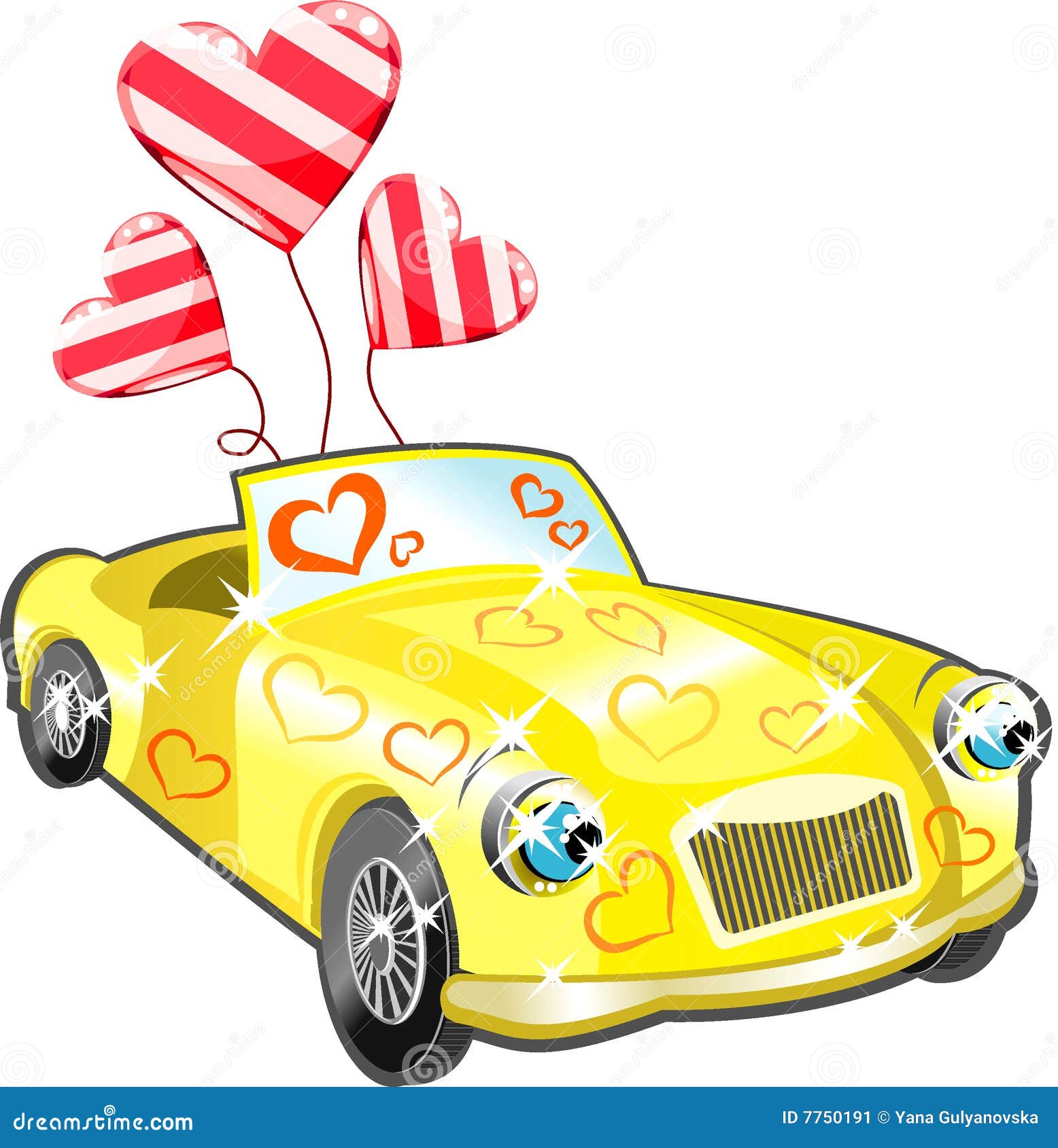 Car with hearts cartoon stock vector. Illustration of coupe - 7750191