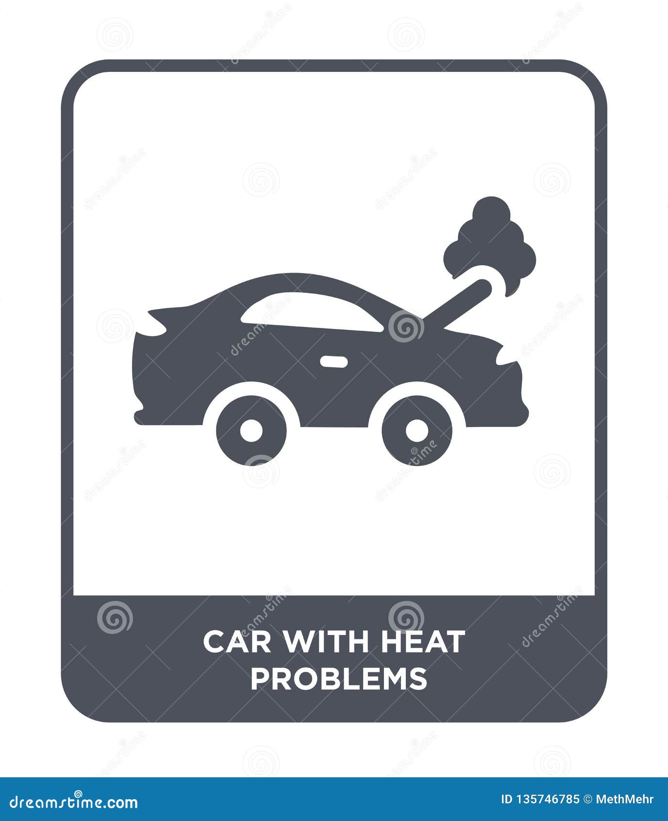Car with Heat Problems Icon in Trendy Design Style. Car with Heat ...