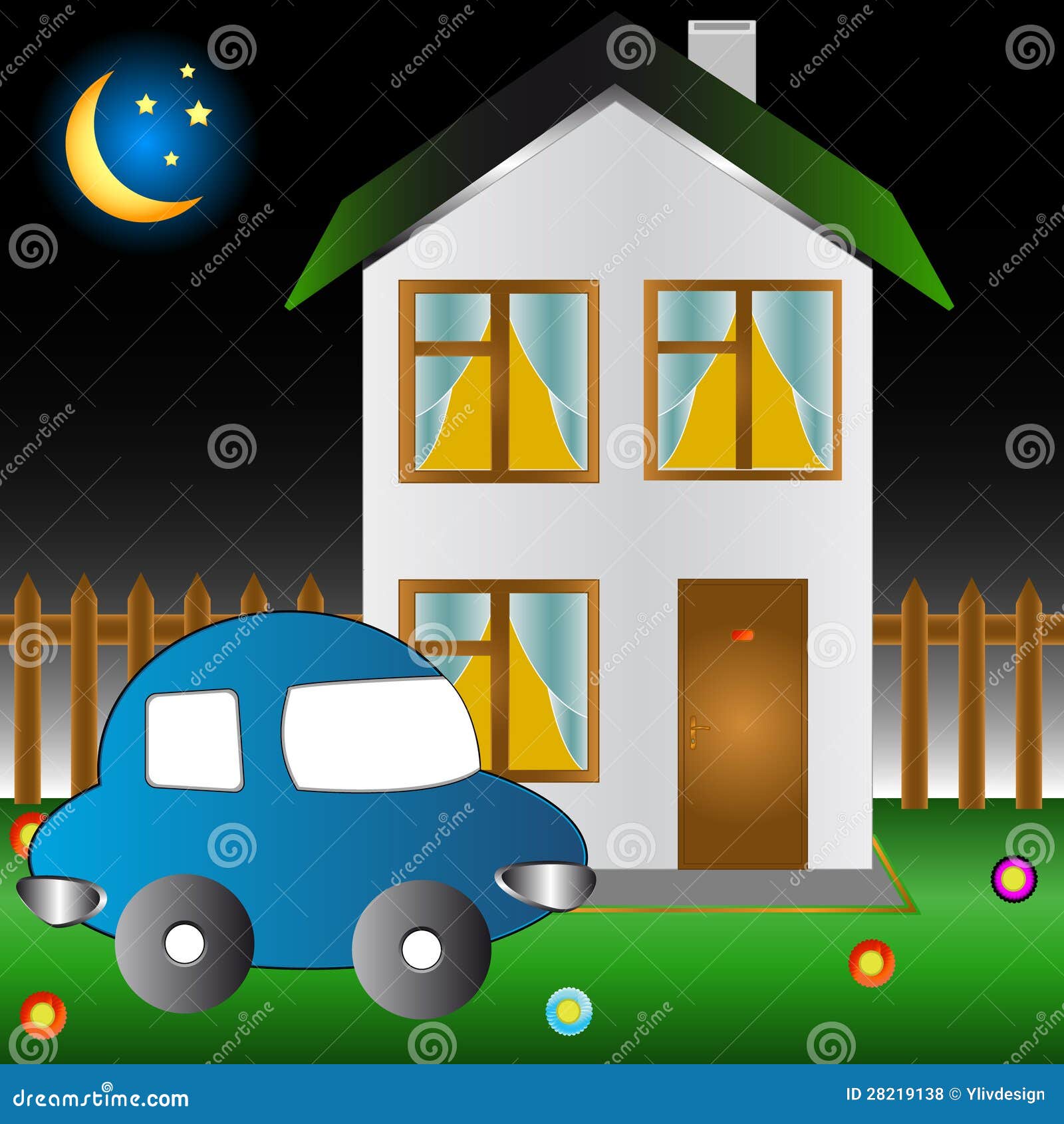 The car and the house stock vector. Illustration of background - 28219138