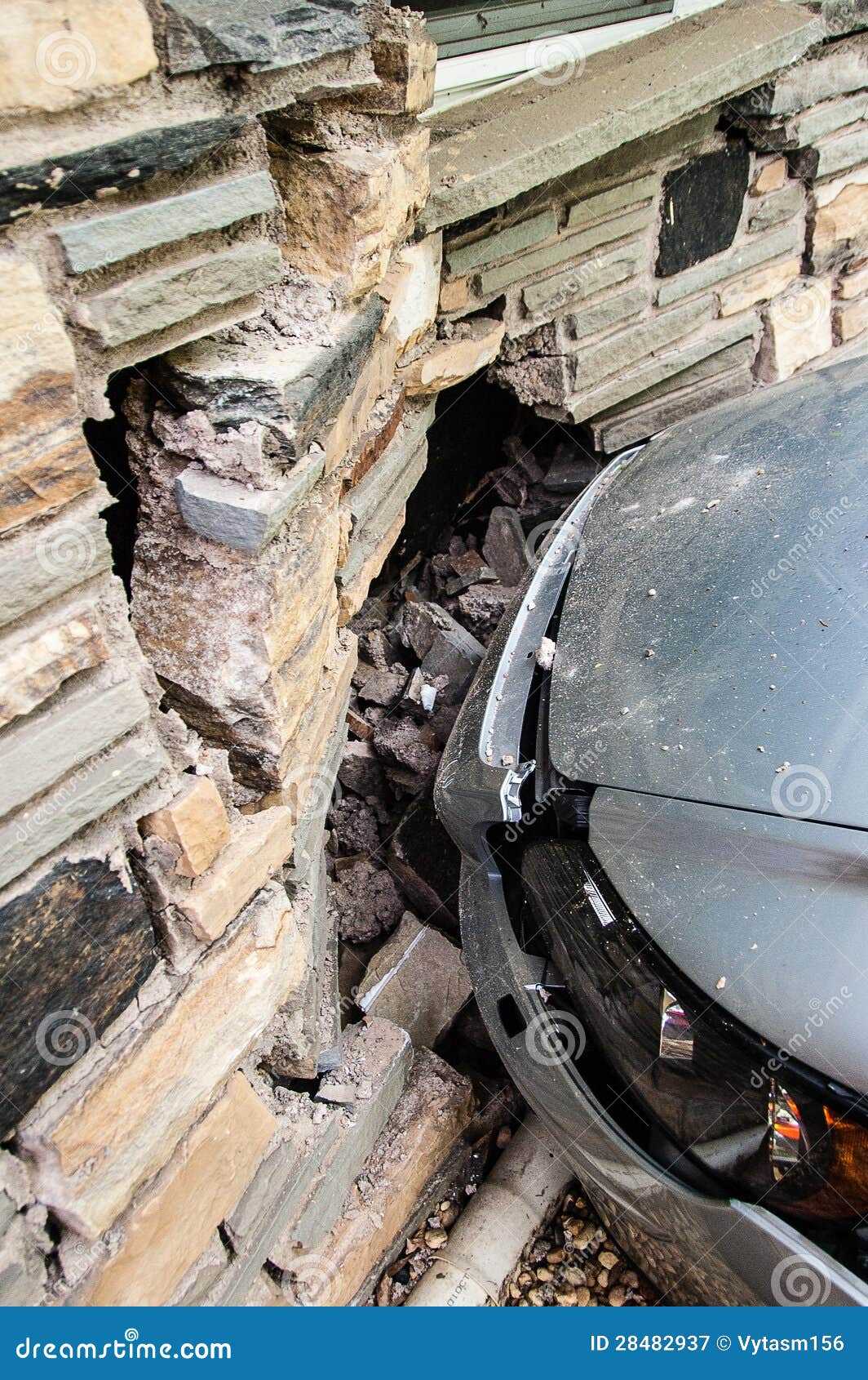 Car into house stock image. Image of dangerous, wall - 28482937