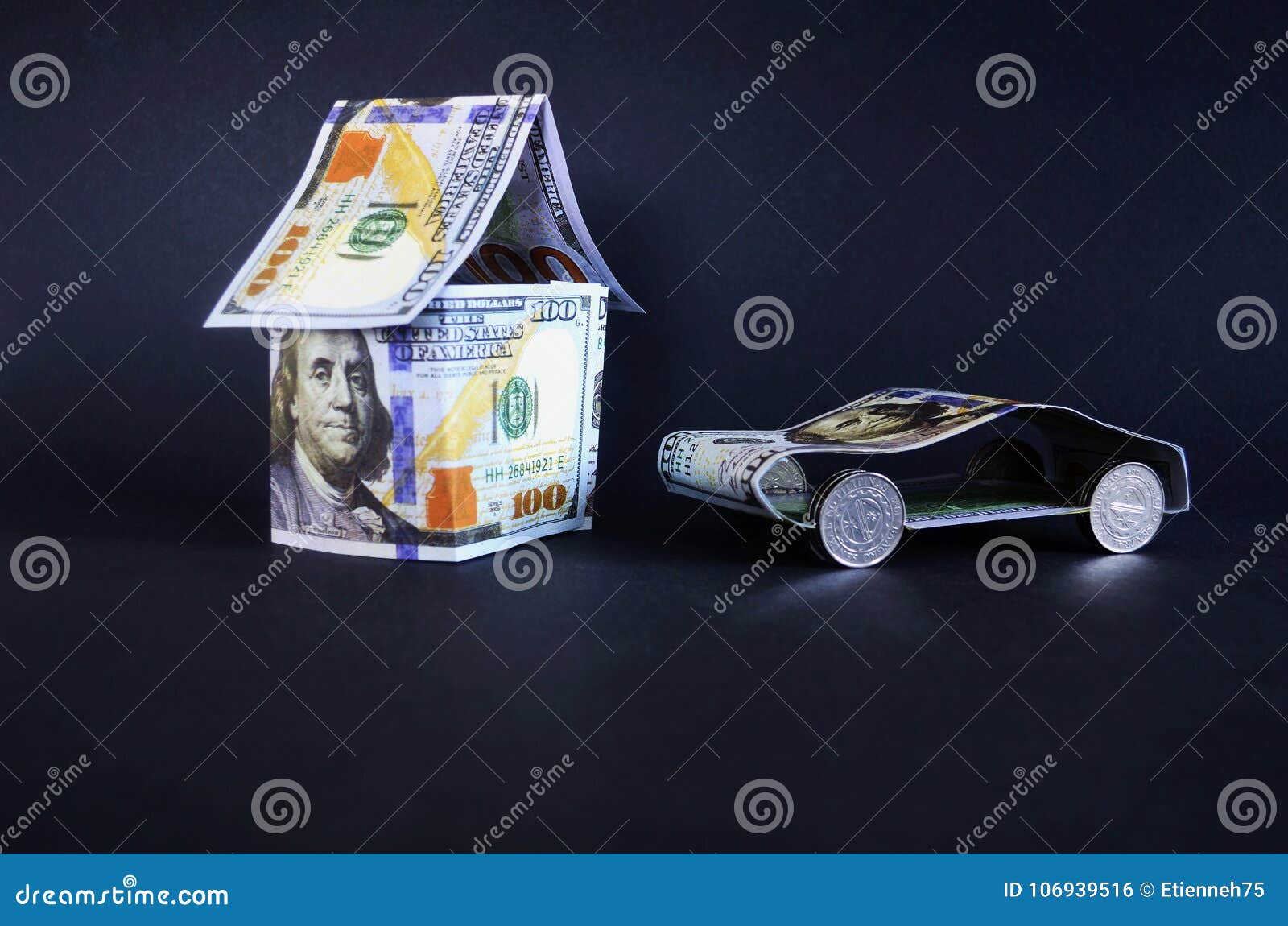 Car and House Made of Money. Stock Photo - Image of lifestyle, home ...