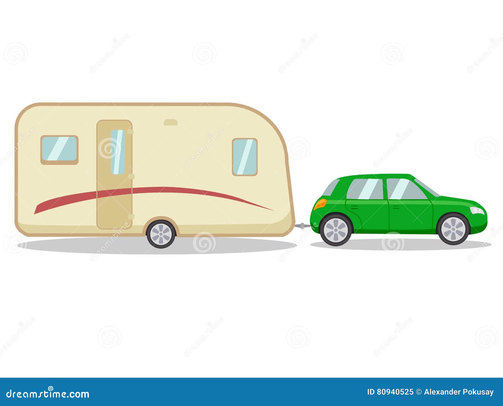 Car with the House on Wheels Trailer Vector Stock Vector - Illustration ...