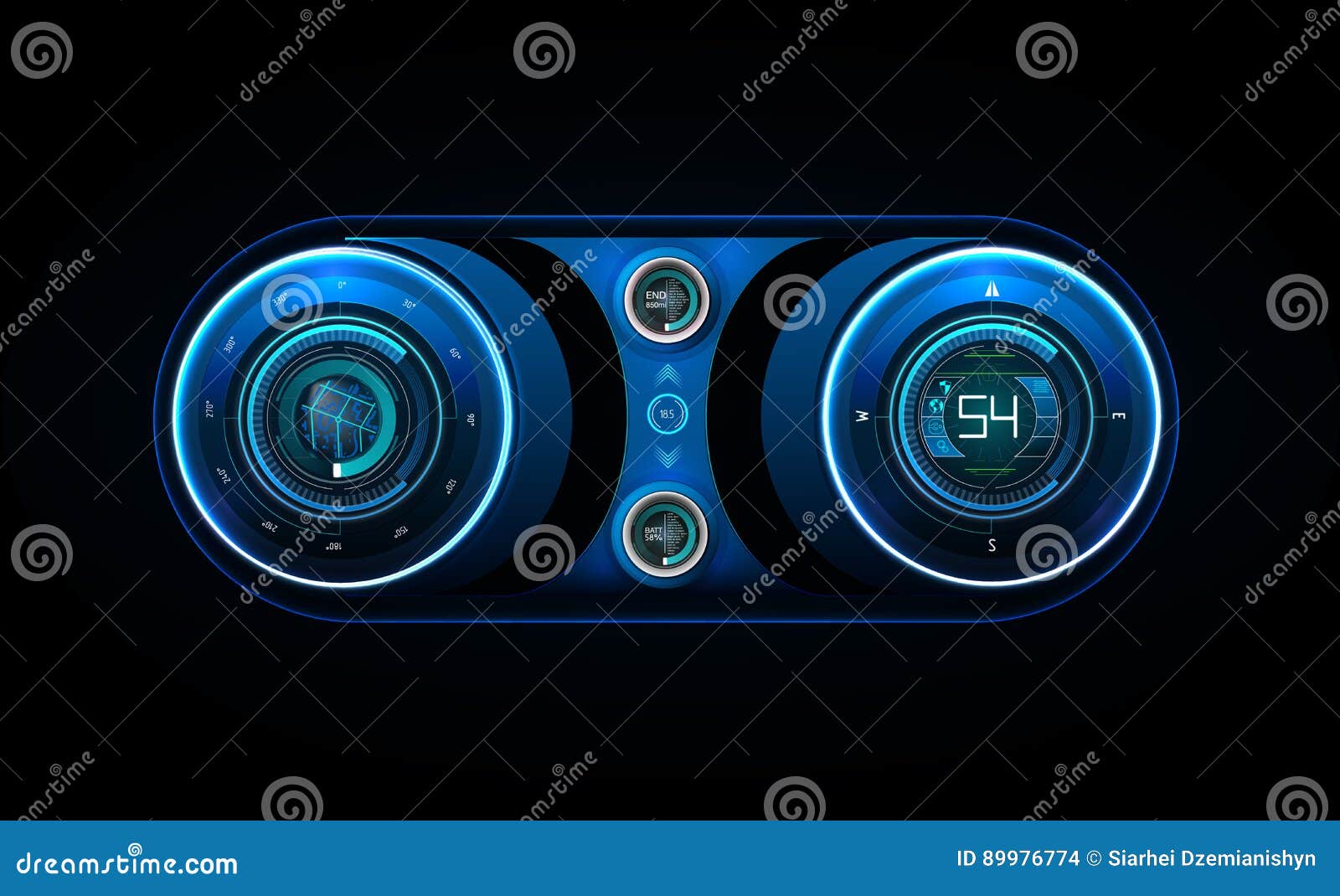 Car HUD Dashboard. Abstract Virtual Graphic Touch User Interface Stock ...