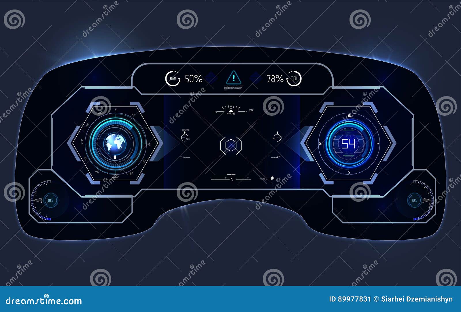 Car HUD Dashboard. Abstract Virtual Graphic Touch User Interface Stock ...