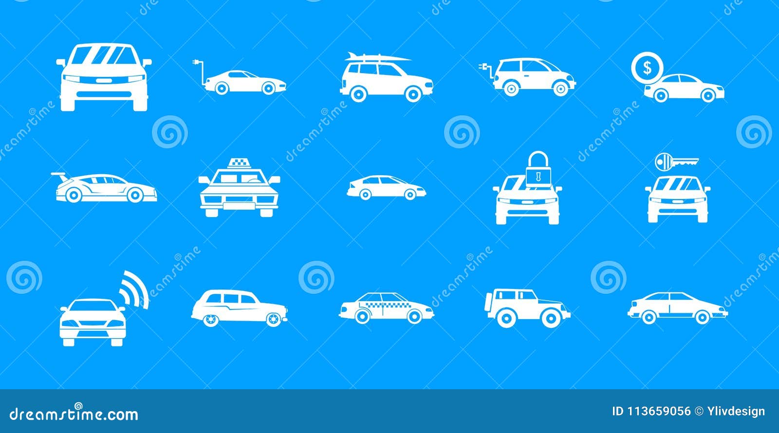 Car icon blue set vector stock vector. Illustration of cabriolet ...
