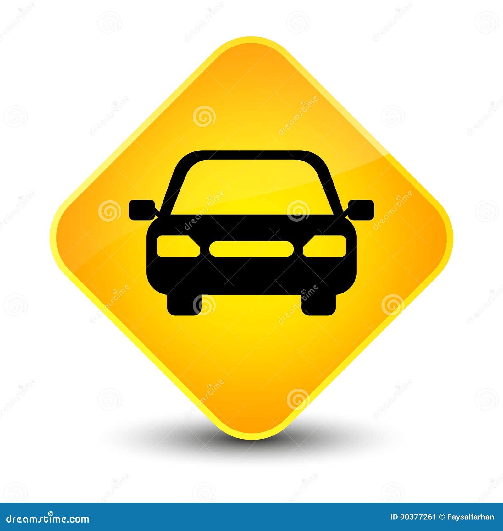 Car Icon Elegant Yellow Diamond Button Stock Illustration ...