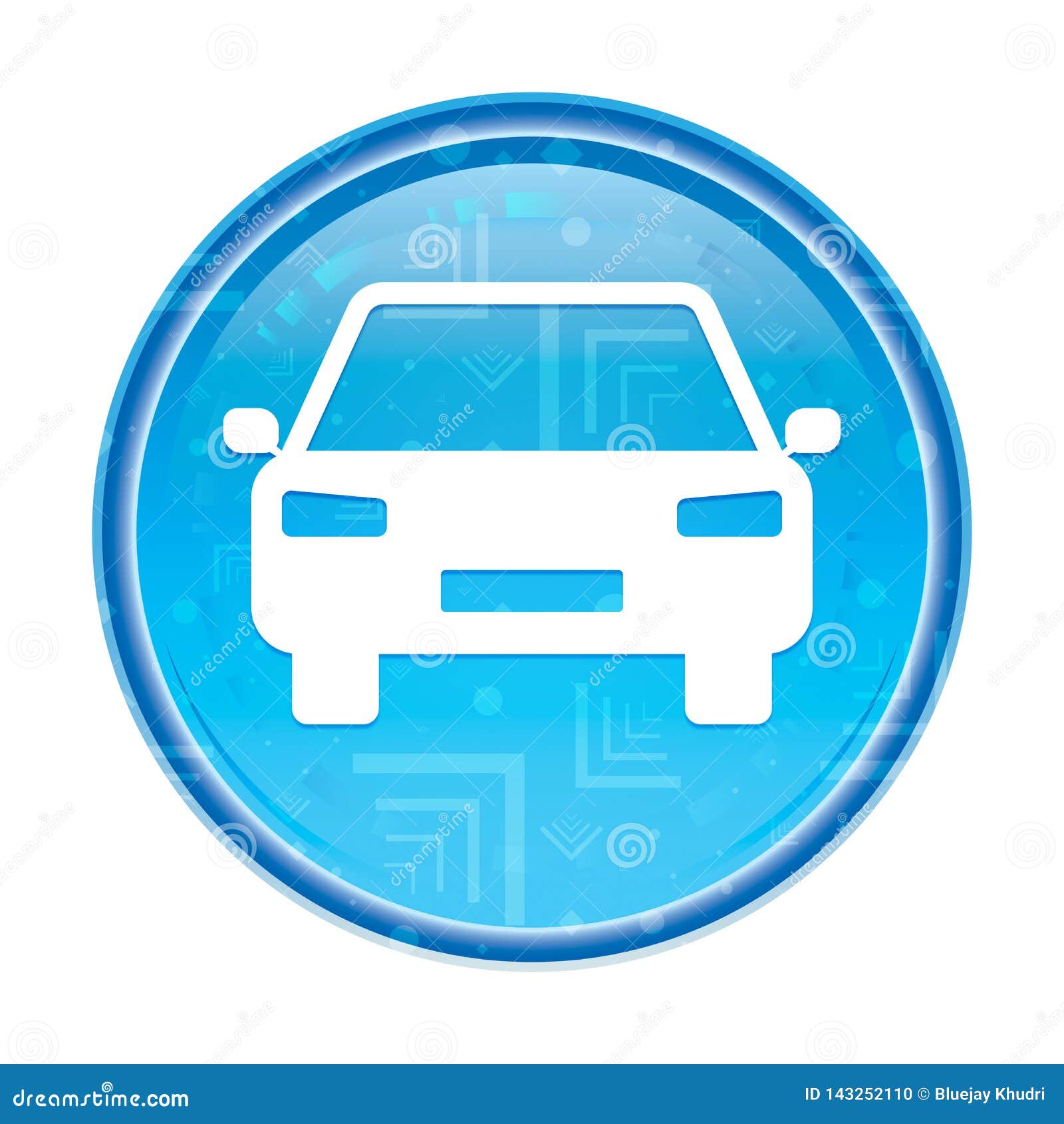 Car Icon Floral Blue Round Button Stock Illustration - Illustration of ...