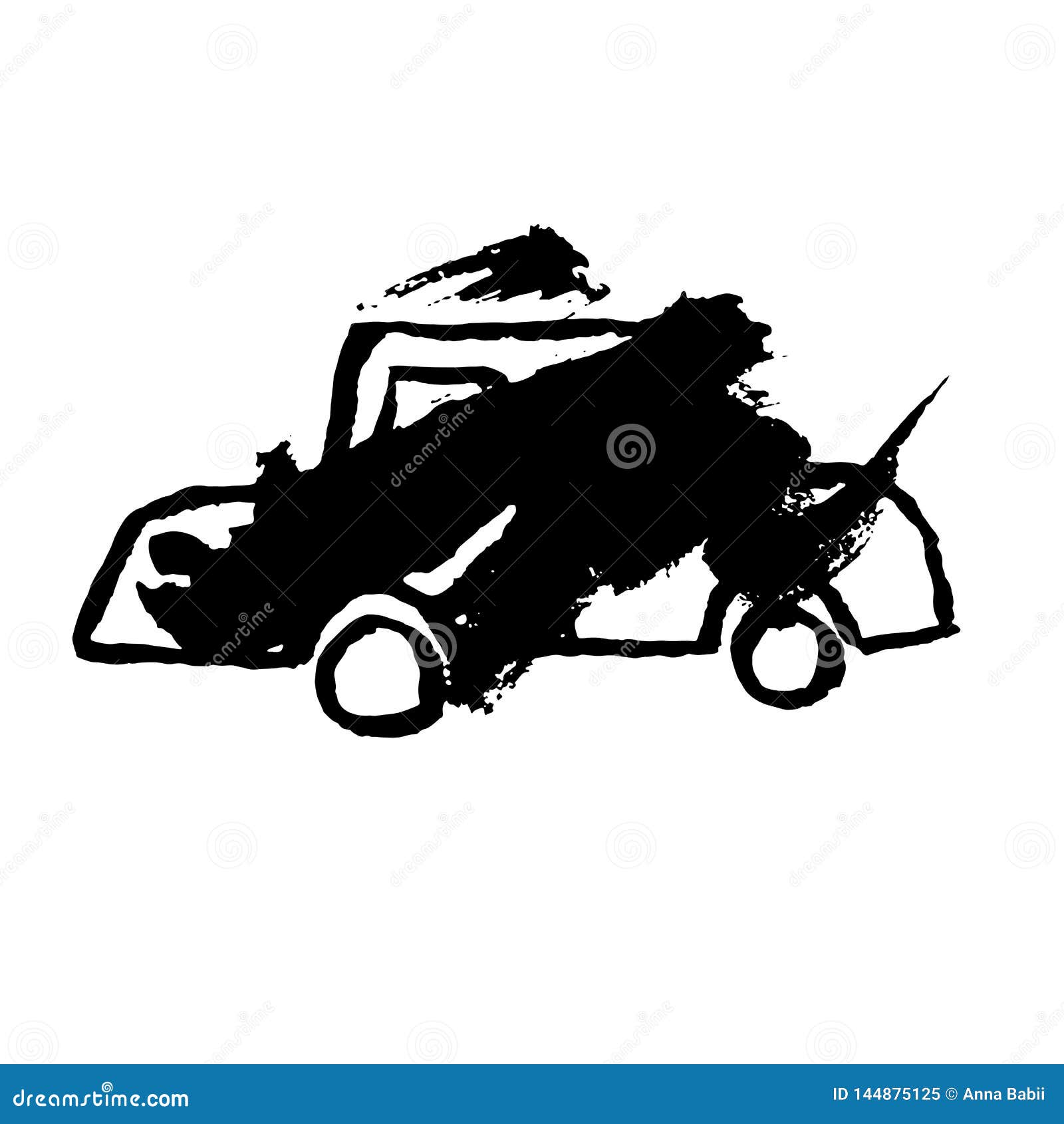 Car Icon. Grunge Auto Banner. Vector Dry Brush Illustration. Stock ...