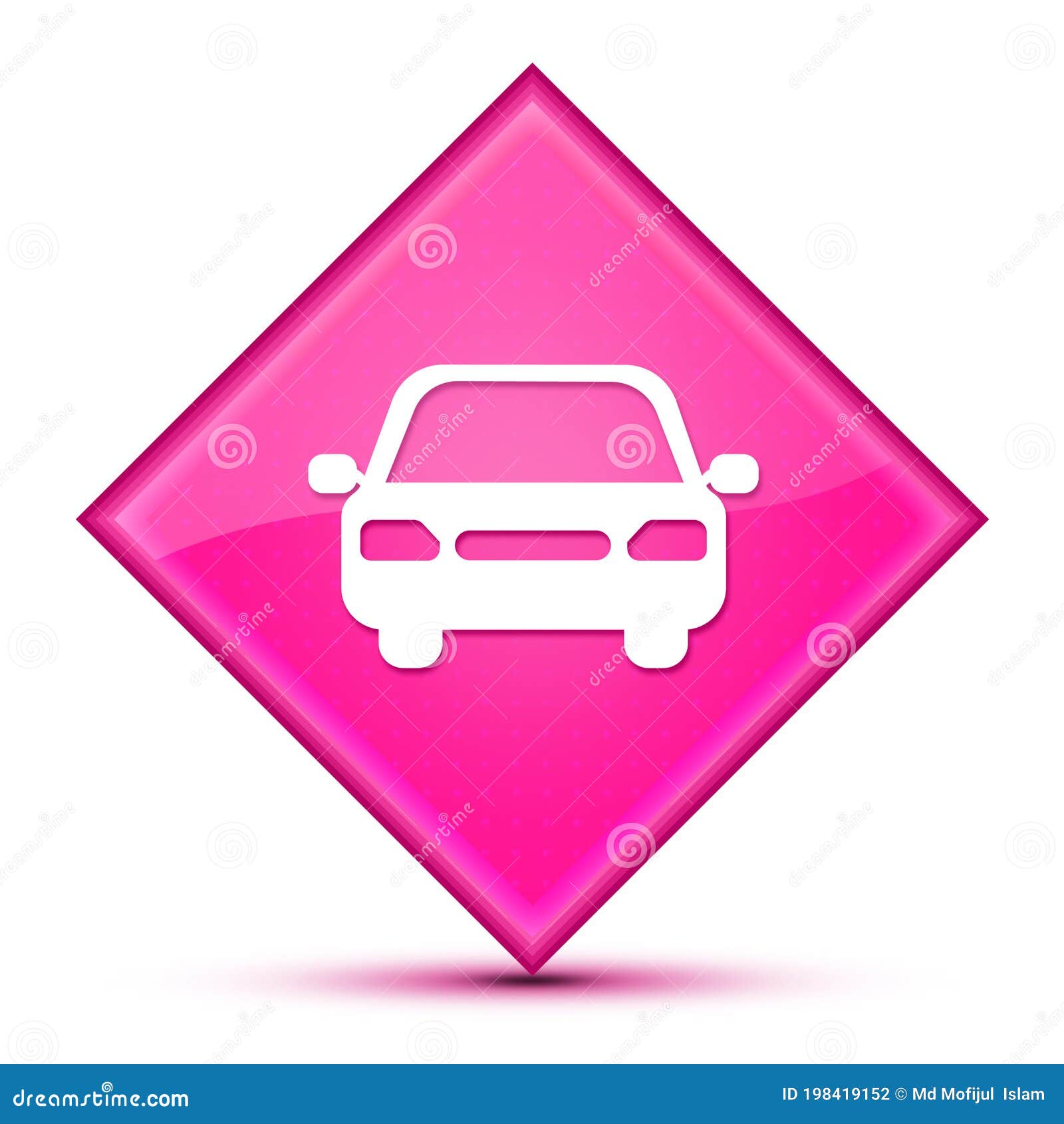 Car Icon Isolated on Luxurious Wavy Pink Diamond Button Abstract Stock ...