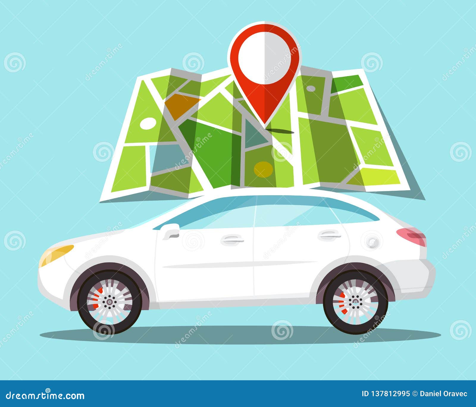 Car Icon with Pin on Map. GPS Navigation Symbol Stock Vector ...