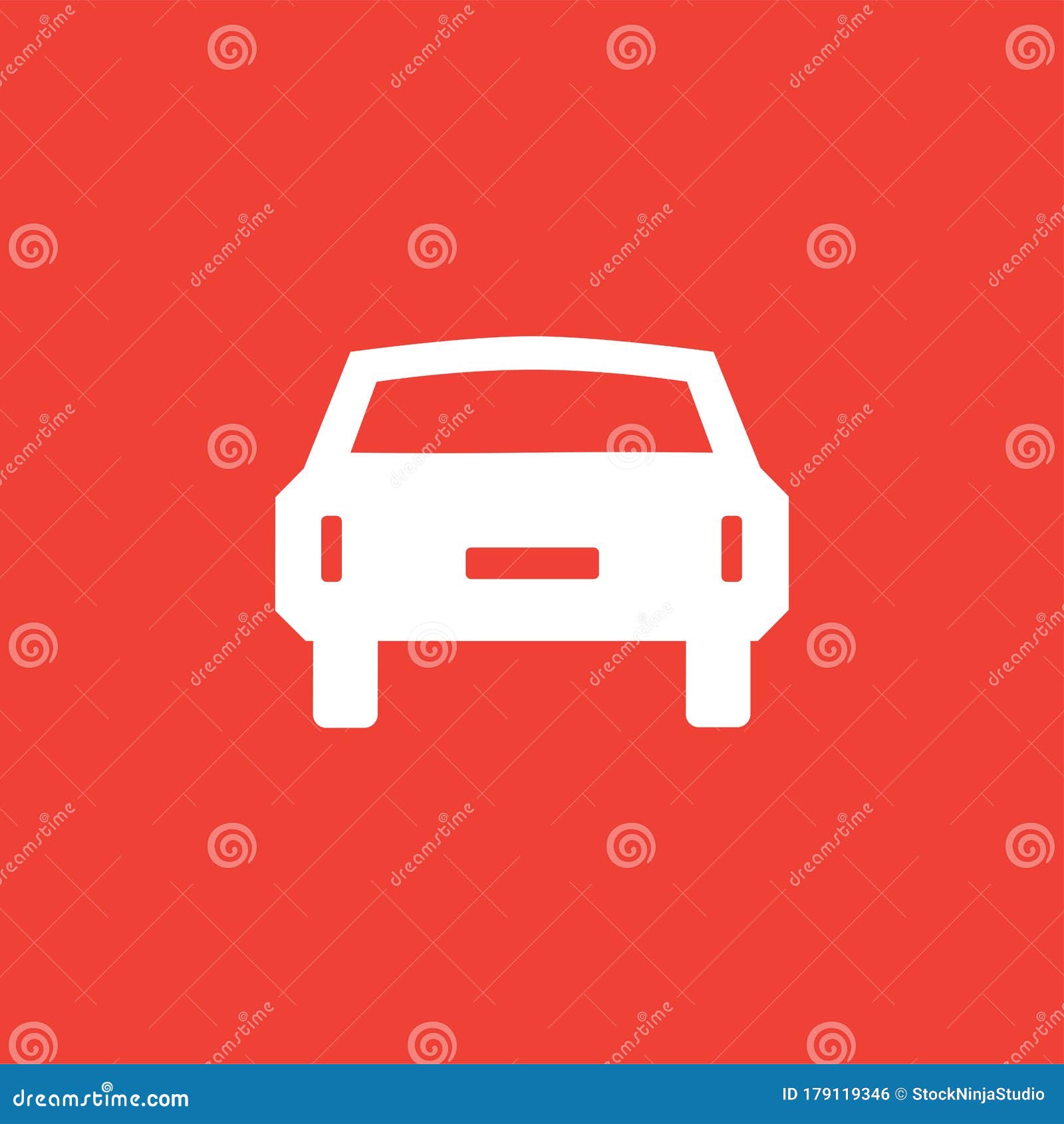 Car Icon on Red Background. Red Flat Style Vector Illustration Stock ...