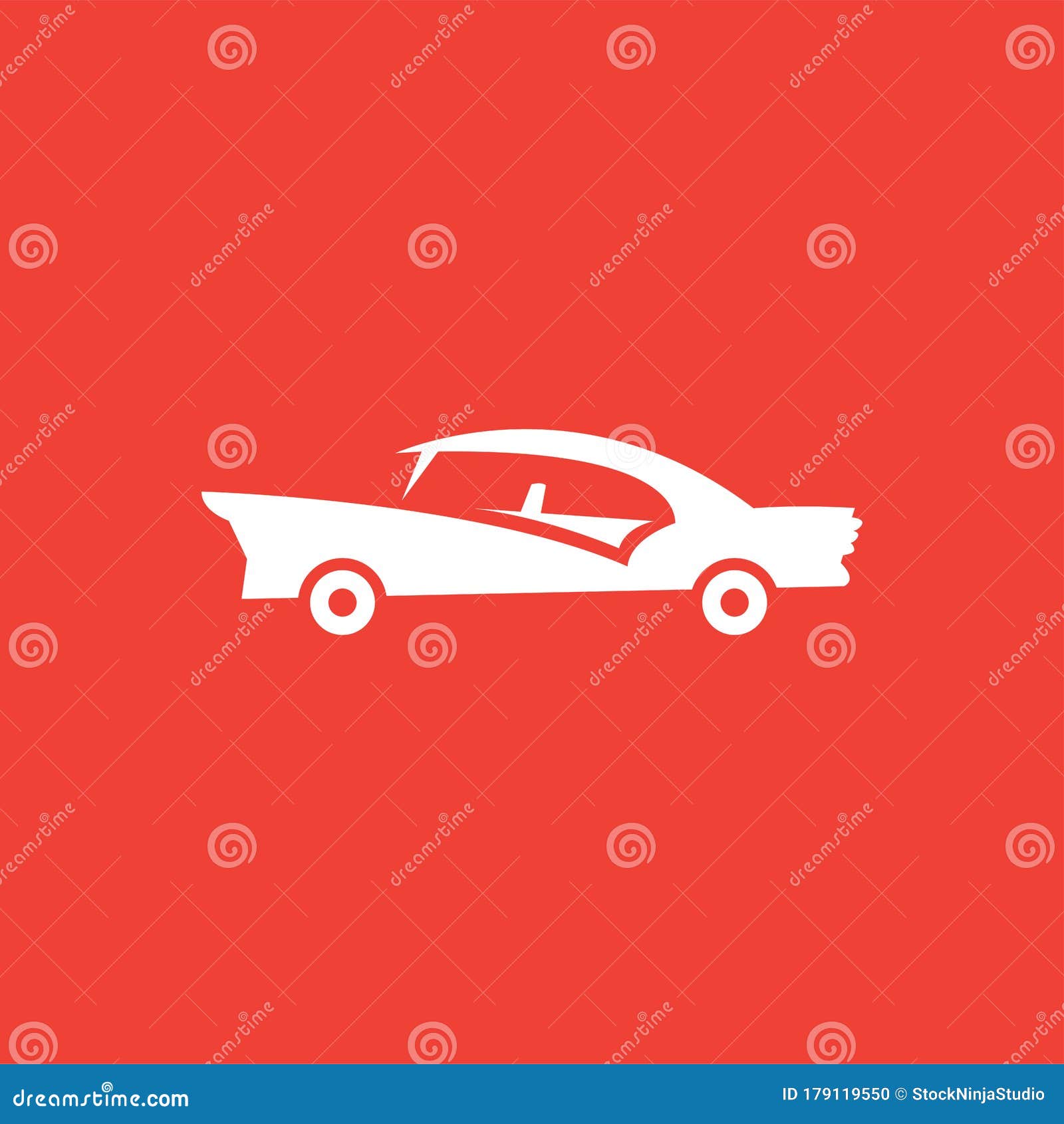 Car Icon on Red Background. Red Flat Style Vector Illustration Stock ...