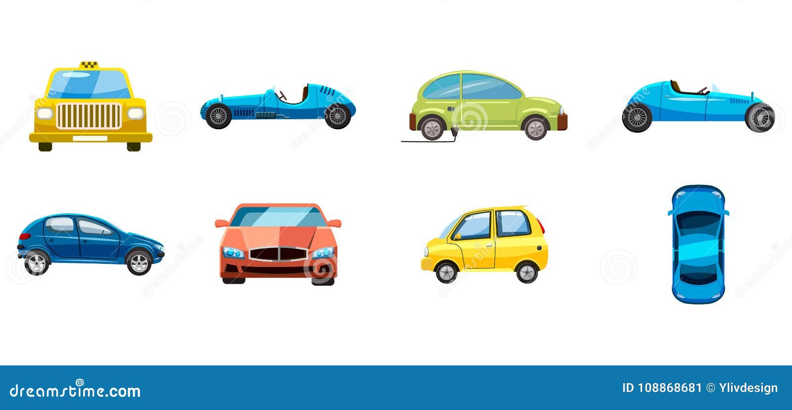 Car Icon Set, Cartoon Style Stock Vector - Illustration of mechanism ...