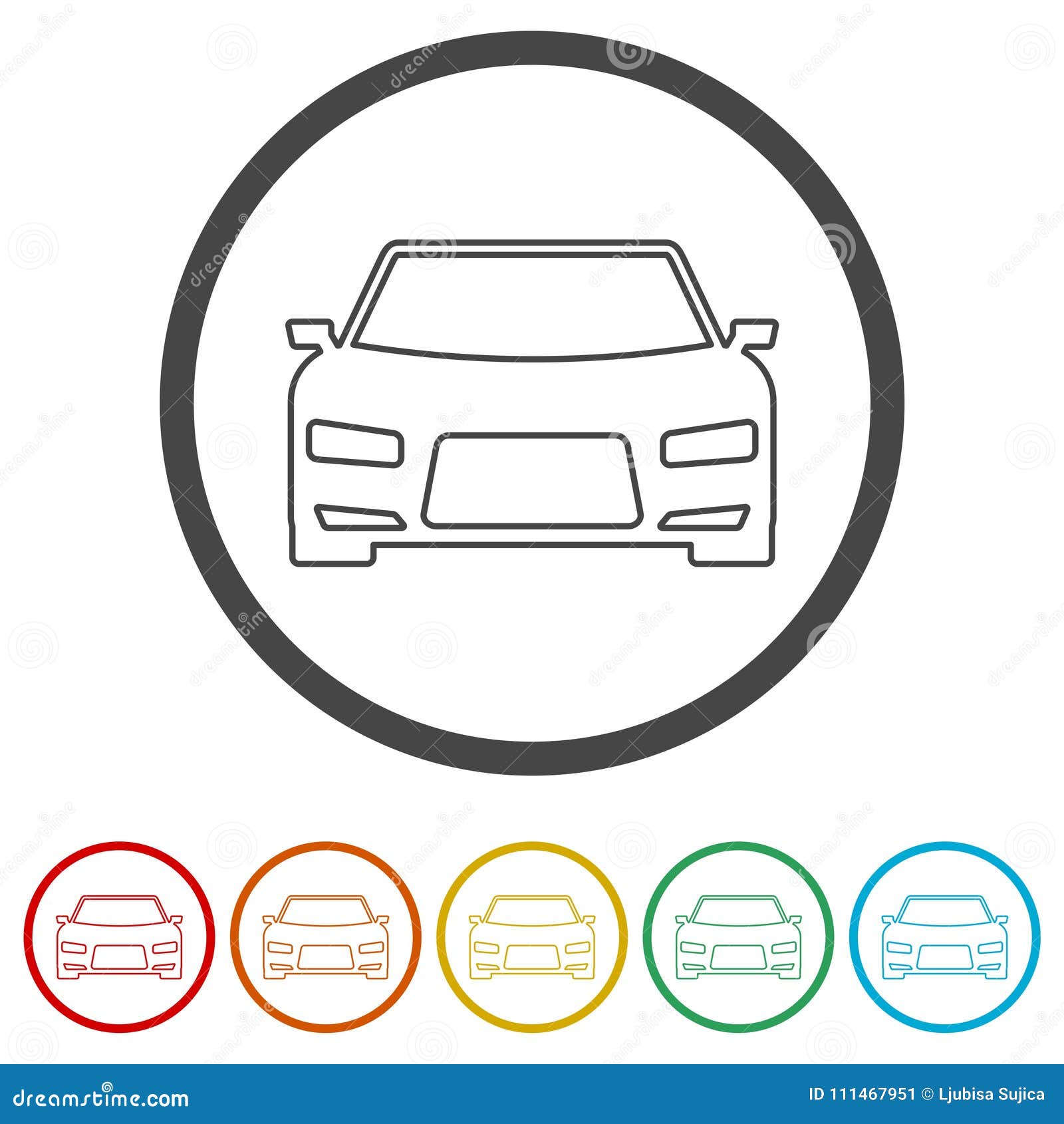 Car Icon Set, 6 Colors Included Stock Vector - Illustration of button ...