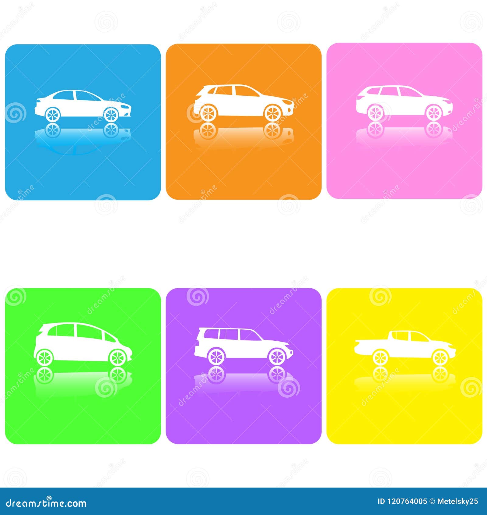 Car Icon Set. Different Type of Vehicles. Vector Illustration. Stock ...